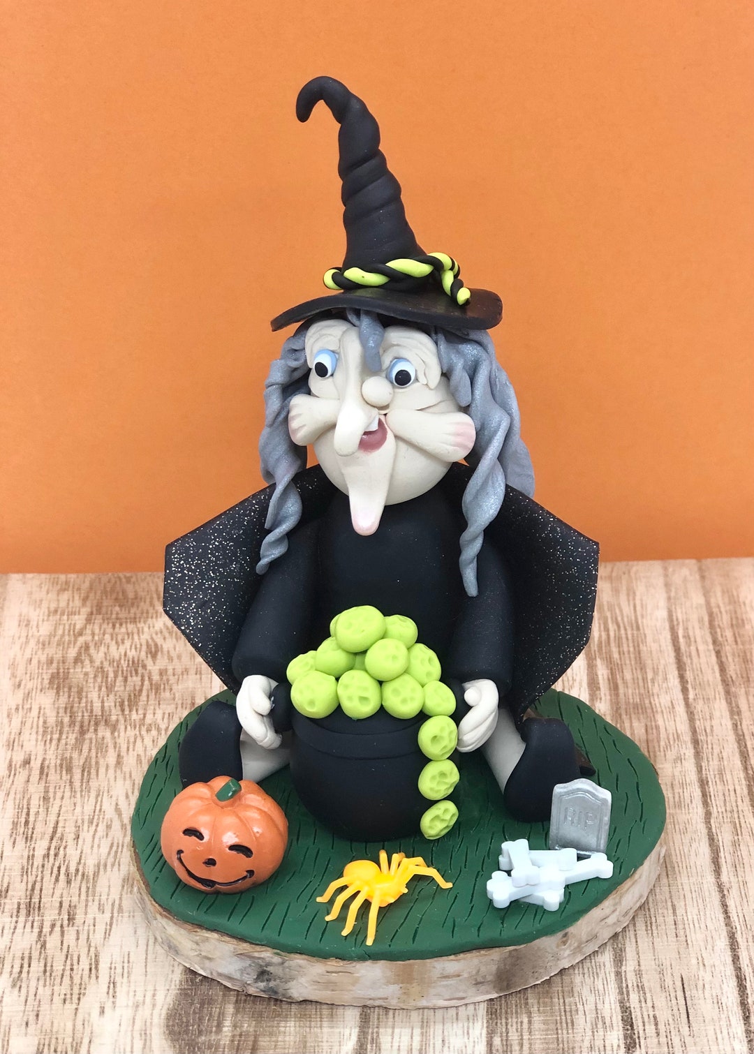 Polymer Clay Witch Centerpiece for Halloween Decorations for Table ...