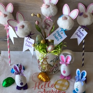 Easter Bunny on Stick | Easter Decor for Home | Fuzzy Bunny for Easter ...