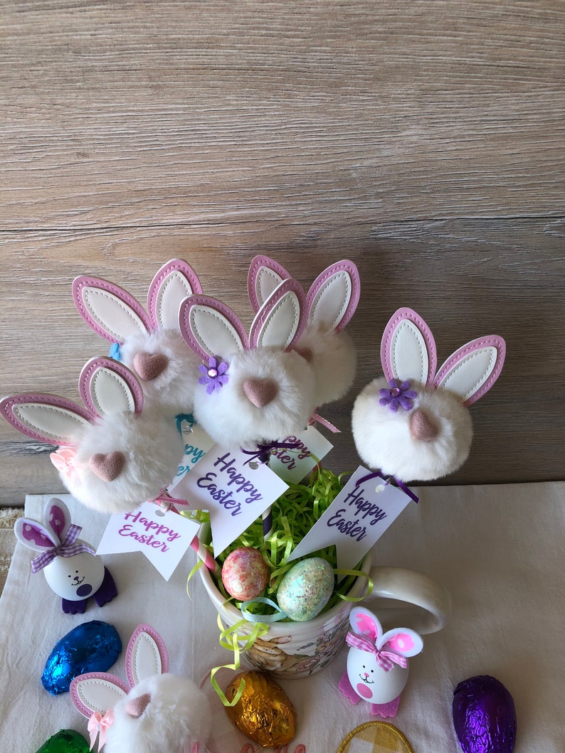 Easter Bunny on Stick Easter Decor for Home Fuzzy Bunny for Easter ...