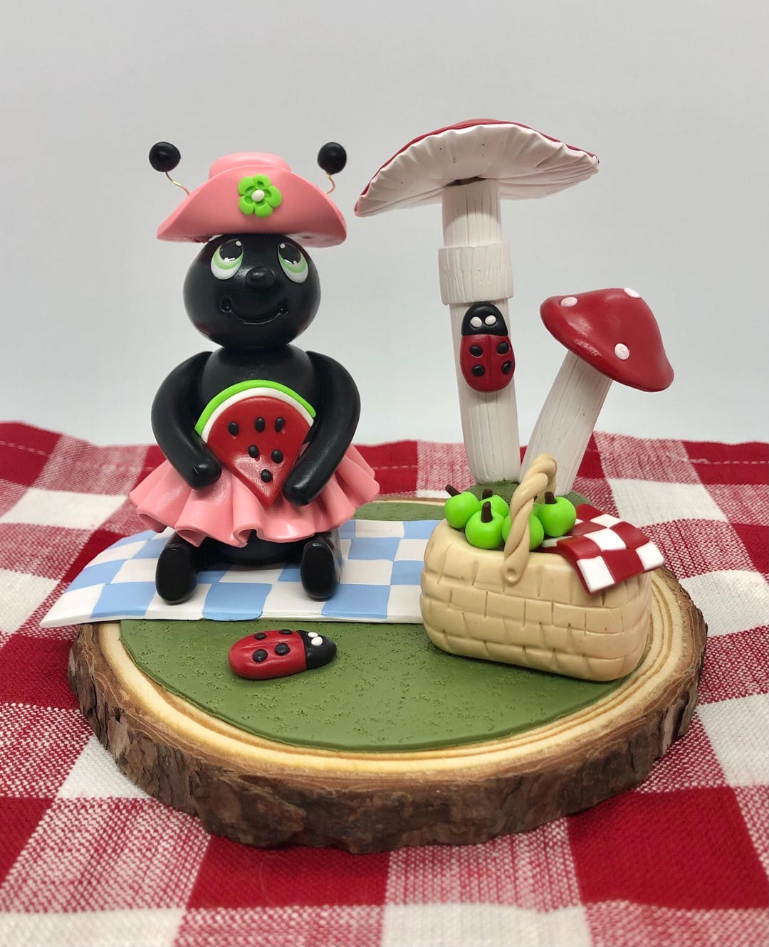 Ant W/ Watermelon - Whimsical Polymer Clay Ant Figurine - Sculpted ...