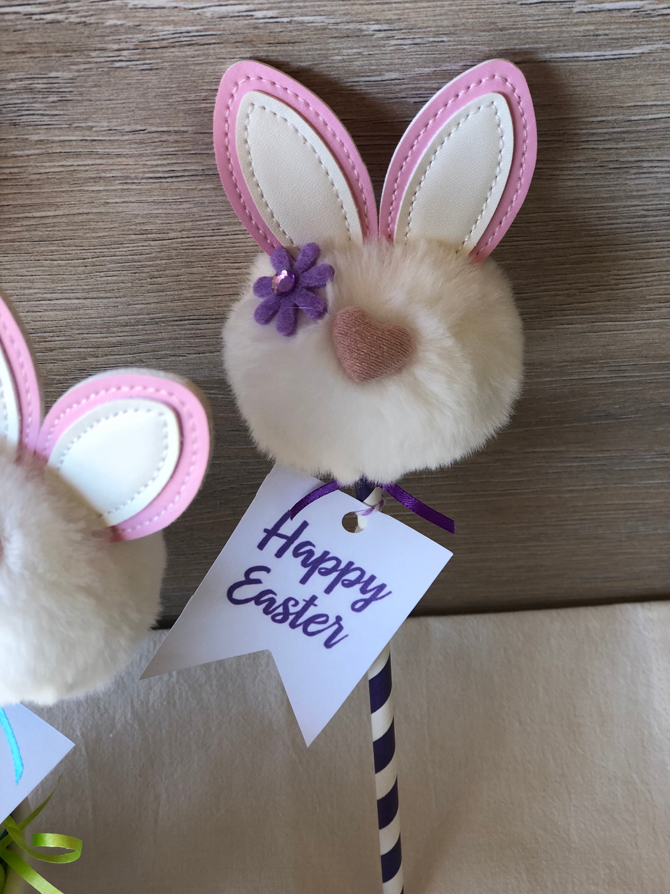 Easter Bunny on Stick Easter Decor for Home Fuzzy Bunny for Easter ...