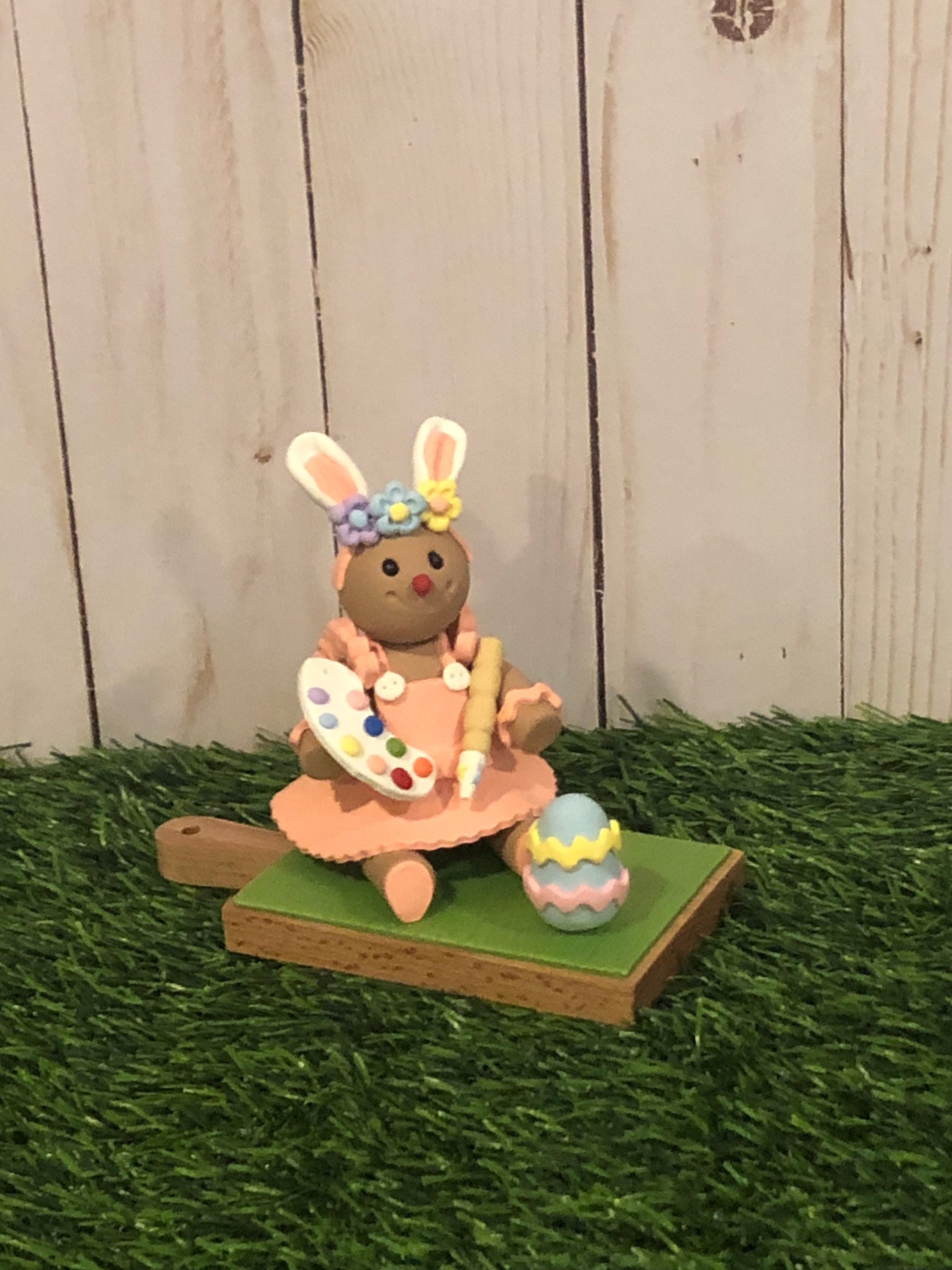 Polymer Clay Easter Bunny Figurine, Hand-painted Decor - Etsy