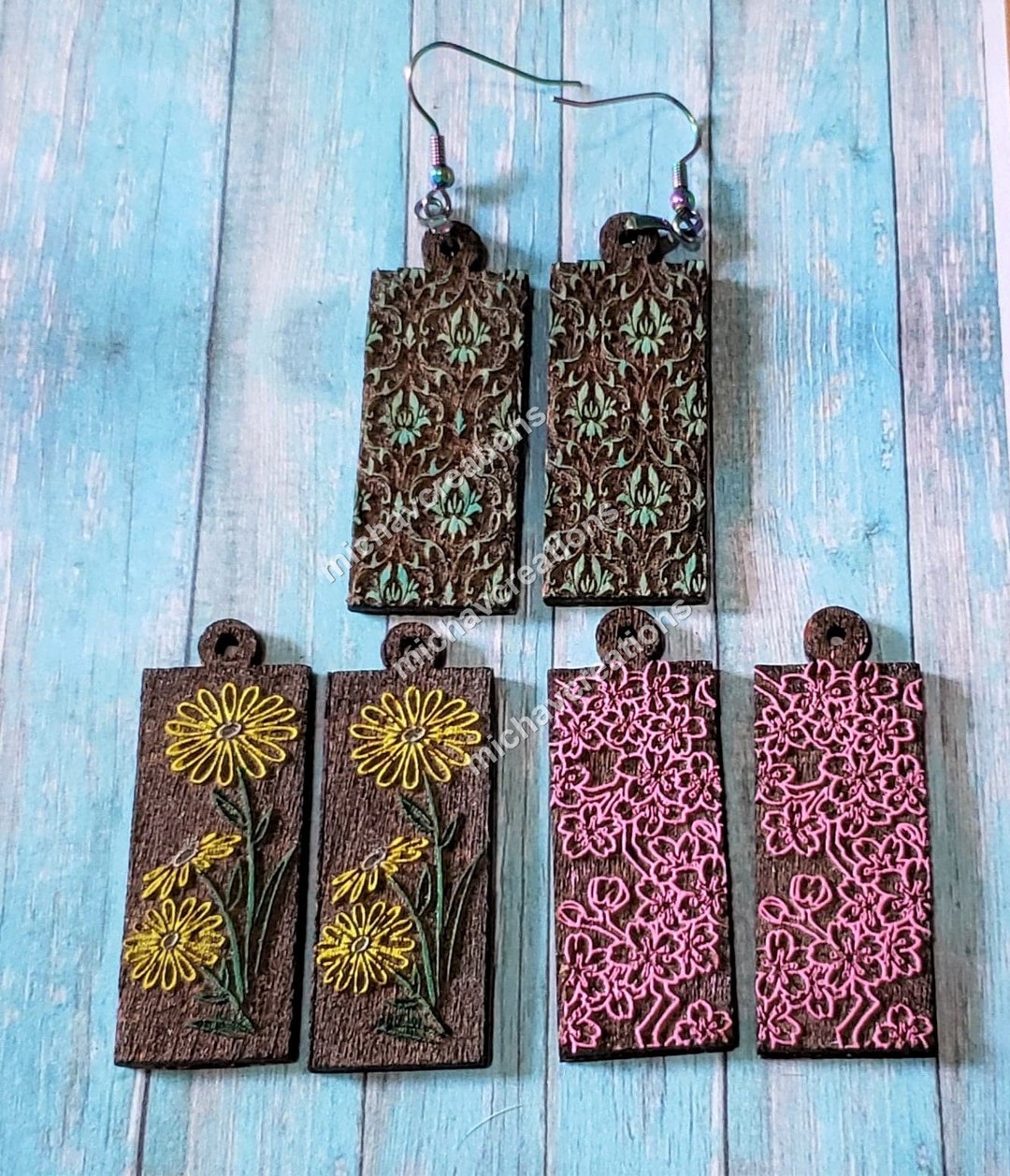 Reverse Engrave Rectangle Flowers SVG AI DXF - Etsy