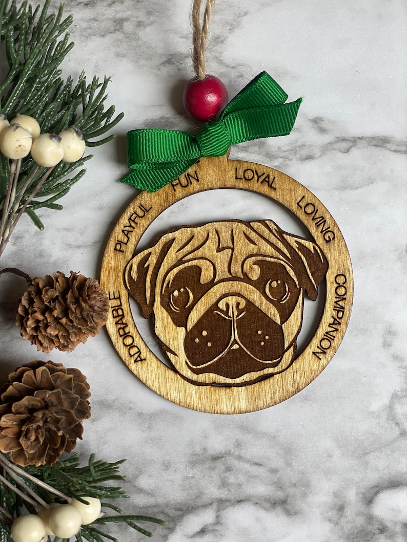 Pug Ornament SVG, AI, DXF Digital File - Etsy