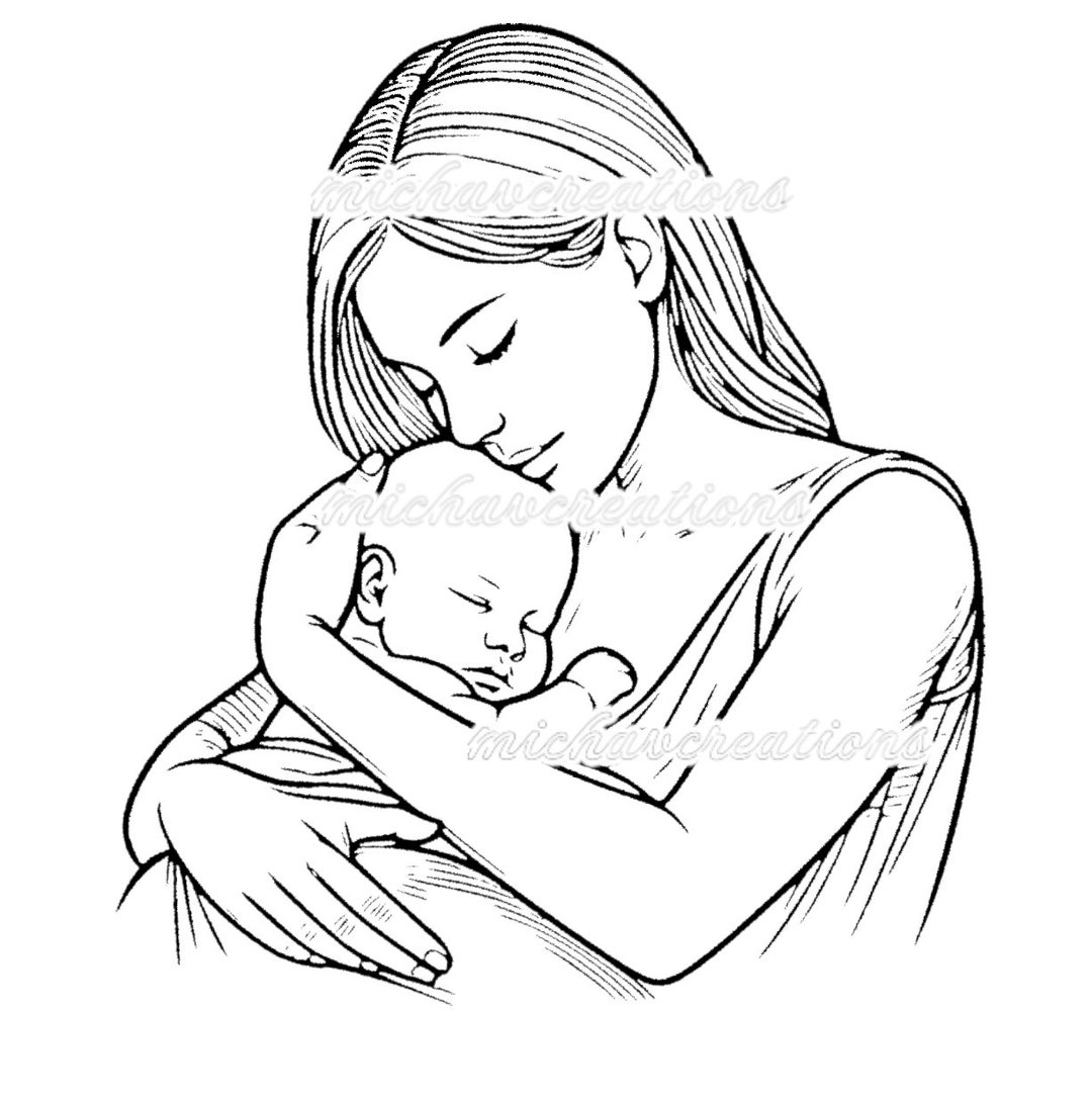 Mom and Baby SVG, AI, DXF Digital File - Etsy