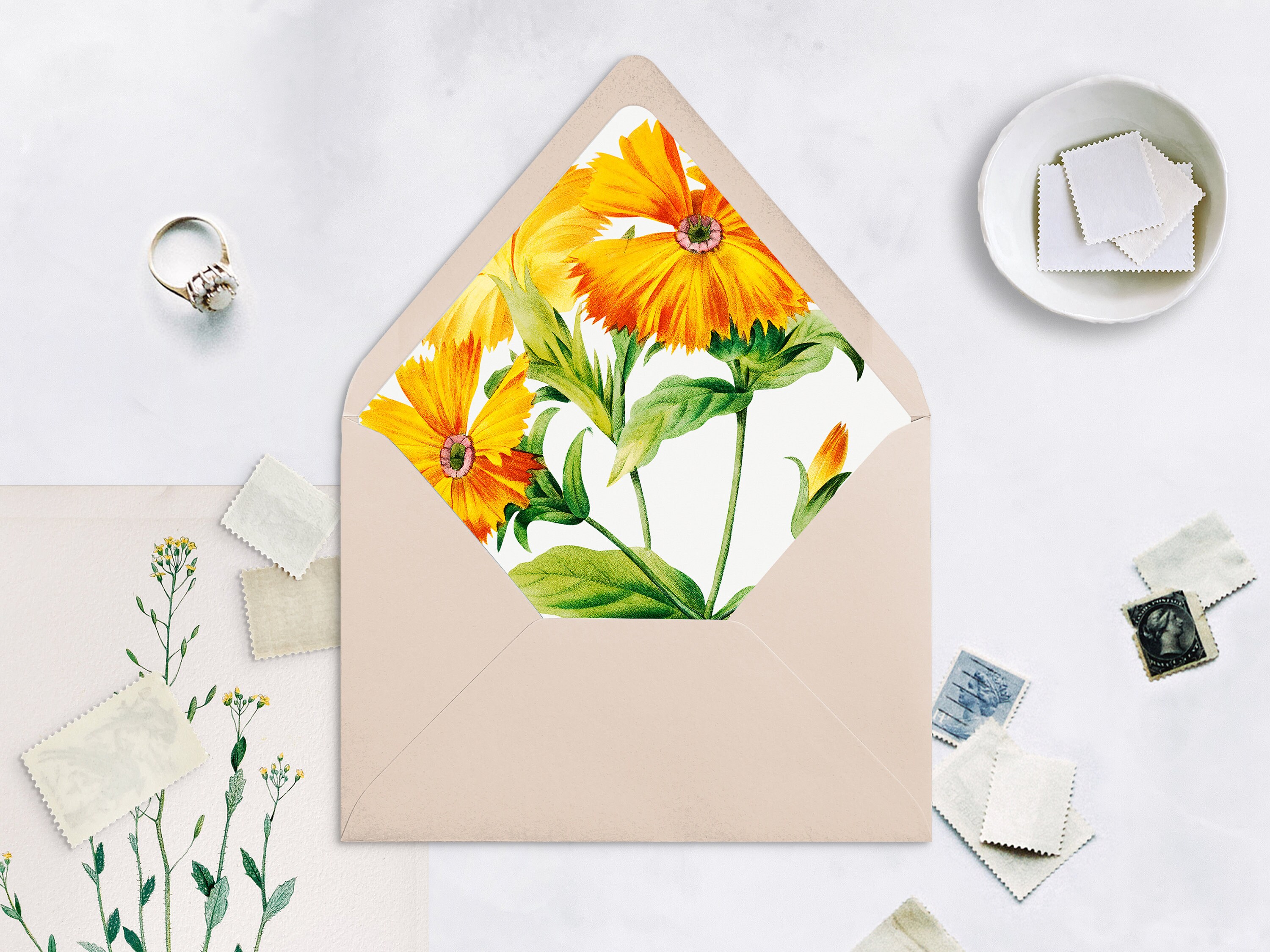 Digital Printable PDF Floral Envelope Liners Vintage Pink Rose Envelope ...