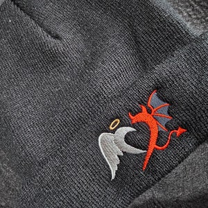 Devil and Angel Wings Beanie, Gothic, Embroidery Hat, Party, Gift ...