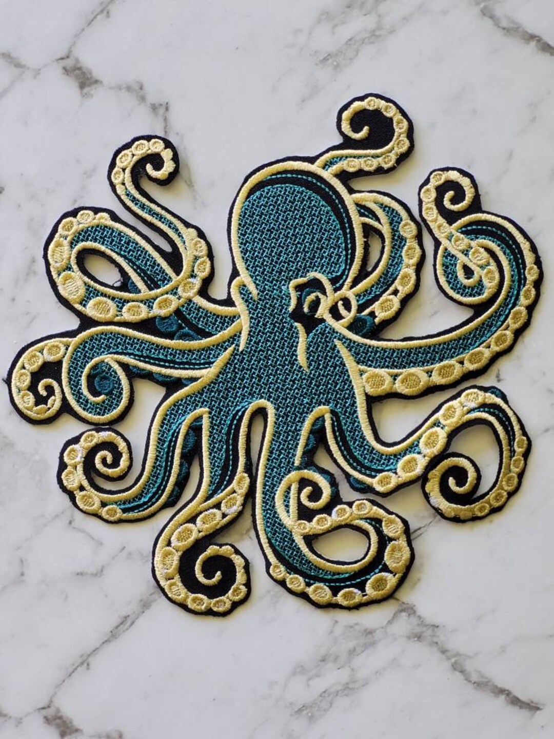 Large Two Tone Octopus Iron on Patch/ Sew on Patch /embroidered Patch ...