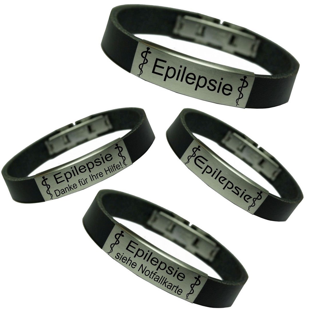 Pulsera de cuero SOS Epilepsia Primeros Auxilios Emergencia - Etsy España