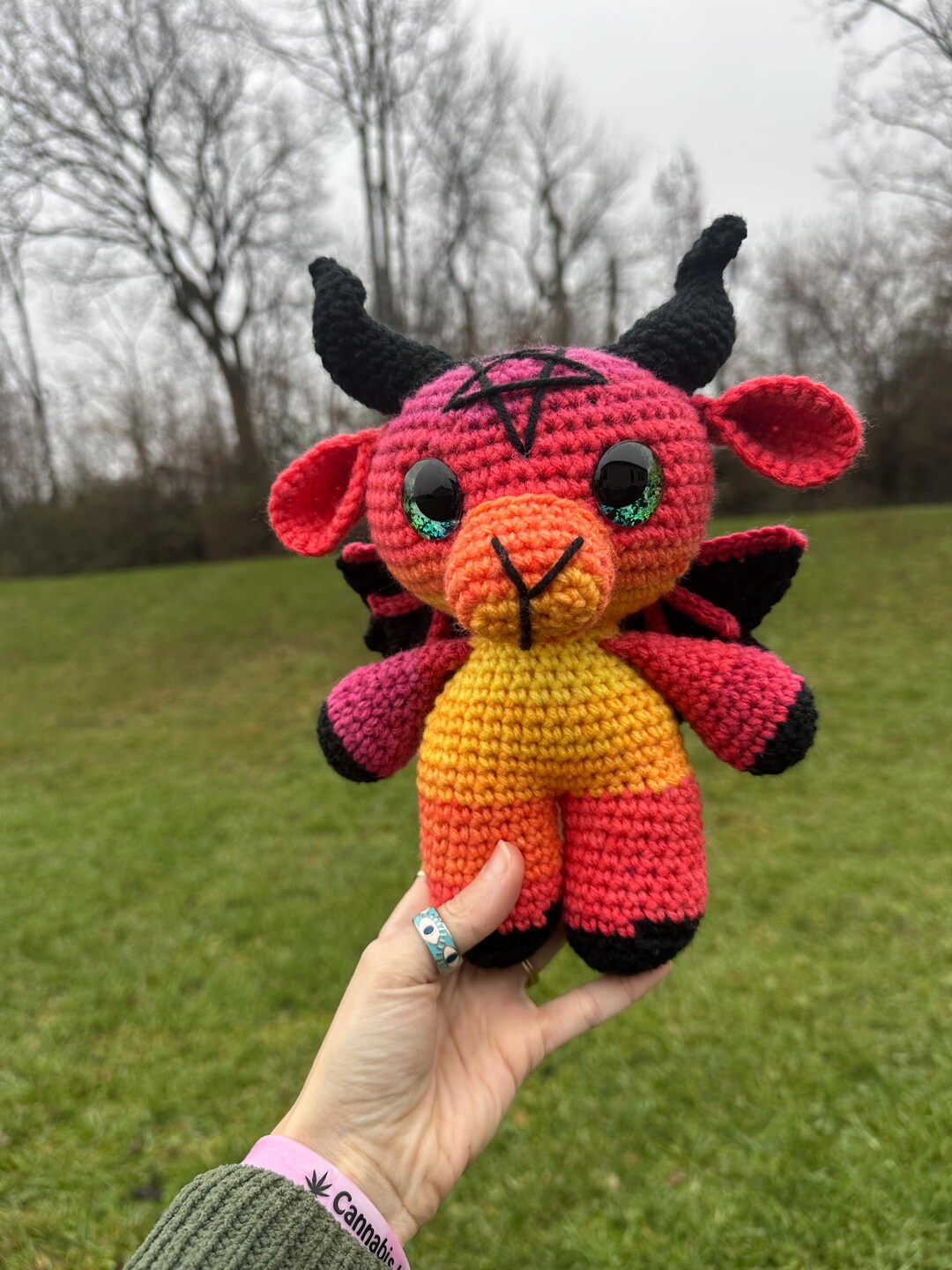 Handmade Crochet Demon Plushie | Gradient Yarn Devil Amigurumi | Custom ...