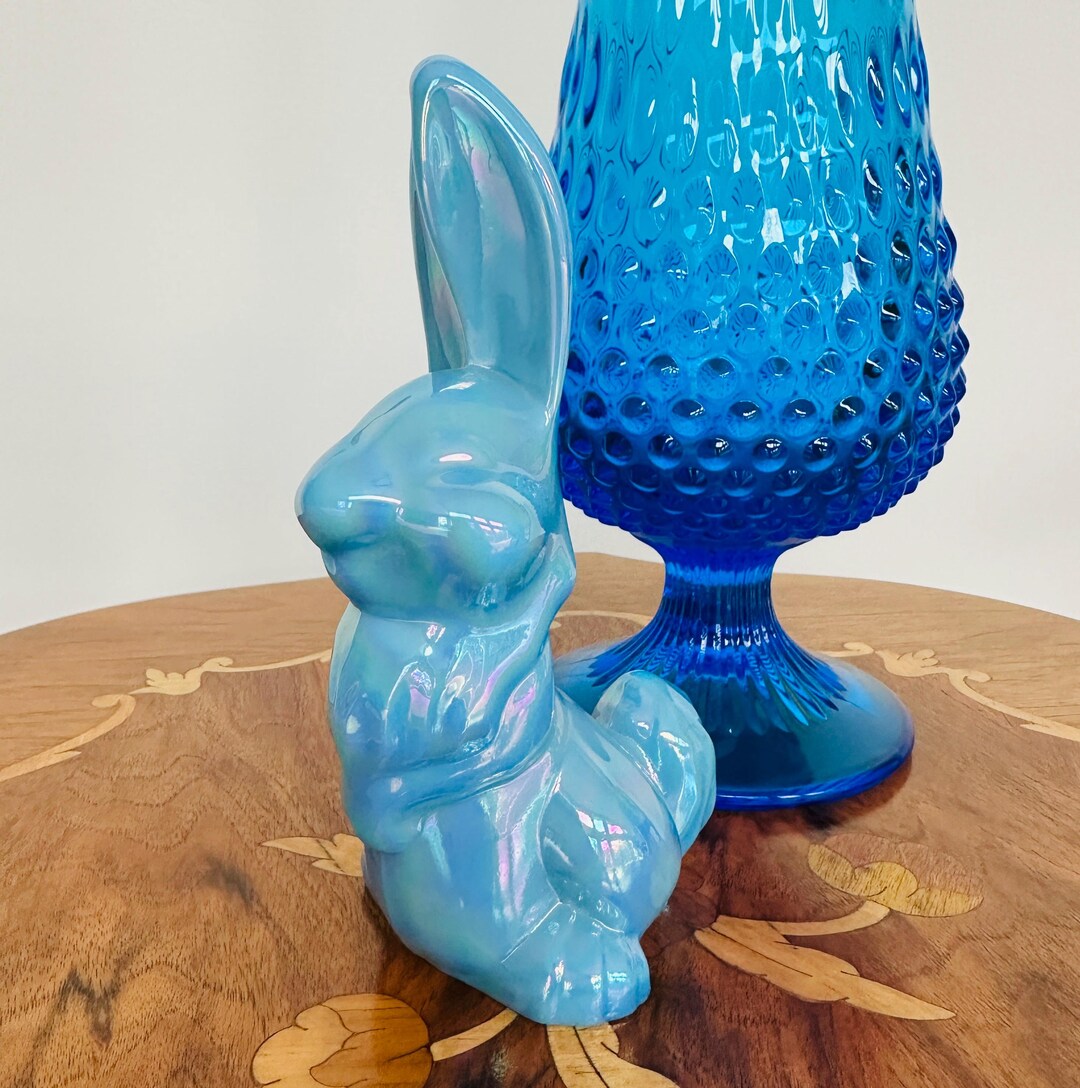 Viking by Mosser Glass Blue Iridescent Large Thumper Bunny Rabbit ...