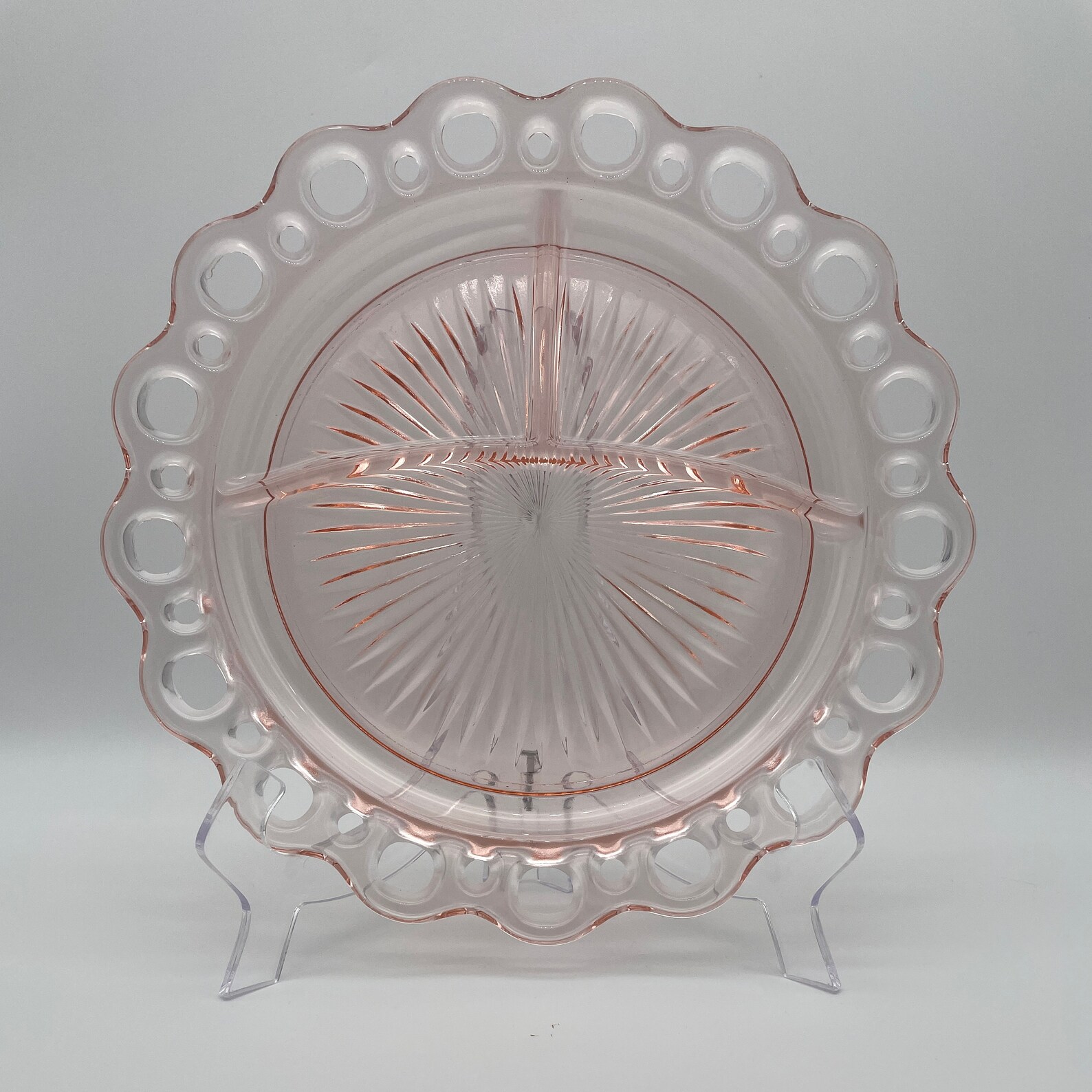 Hocking Glass Company Old Colony Open Lace Pink Depression | Etsy