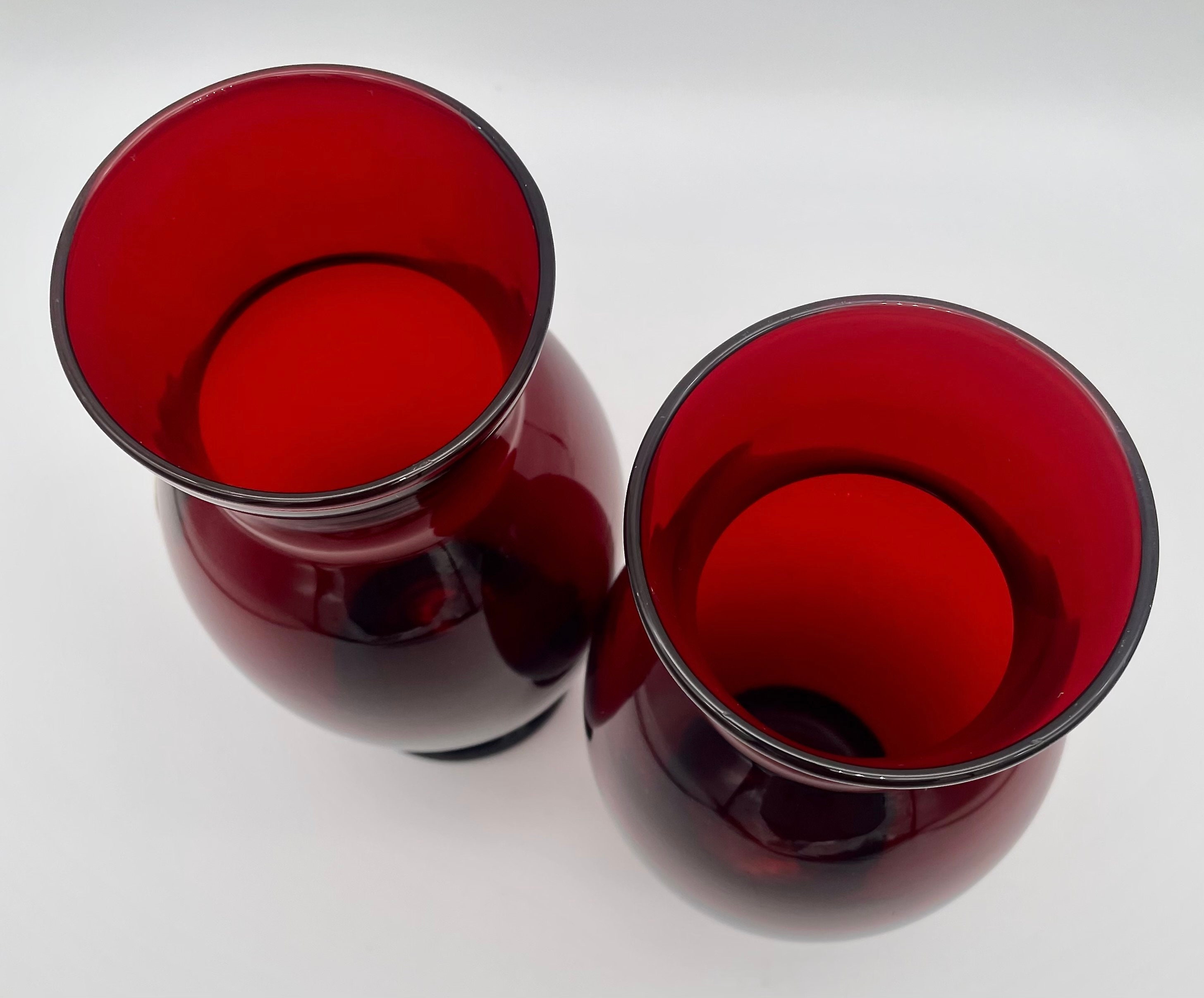 Pair of Anchor Hocking Royal Ruby Glass Coolidge Vases | Etsy