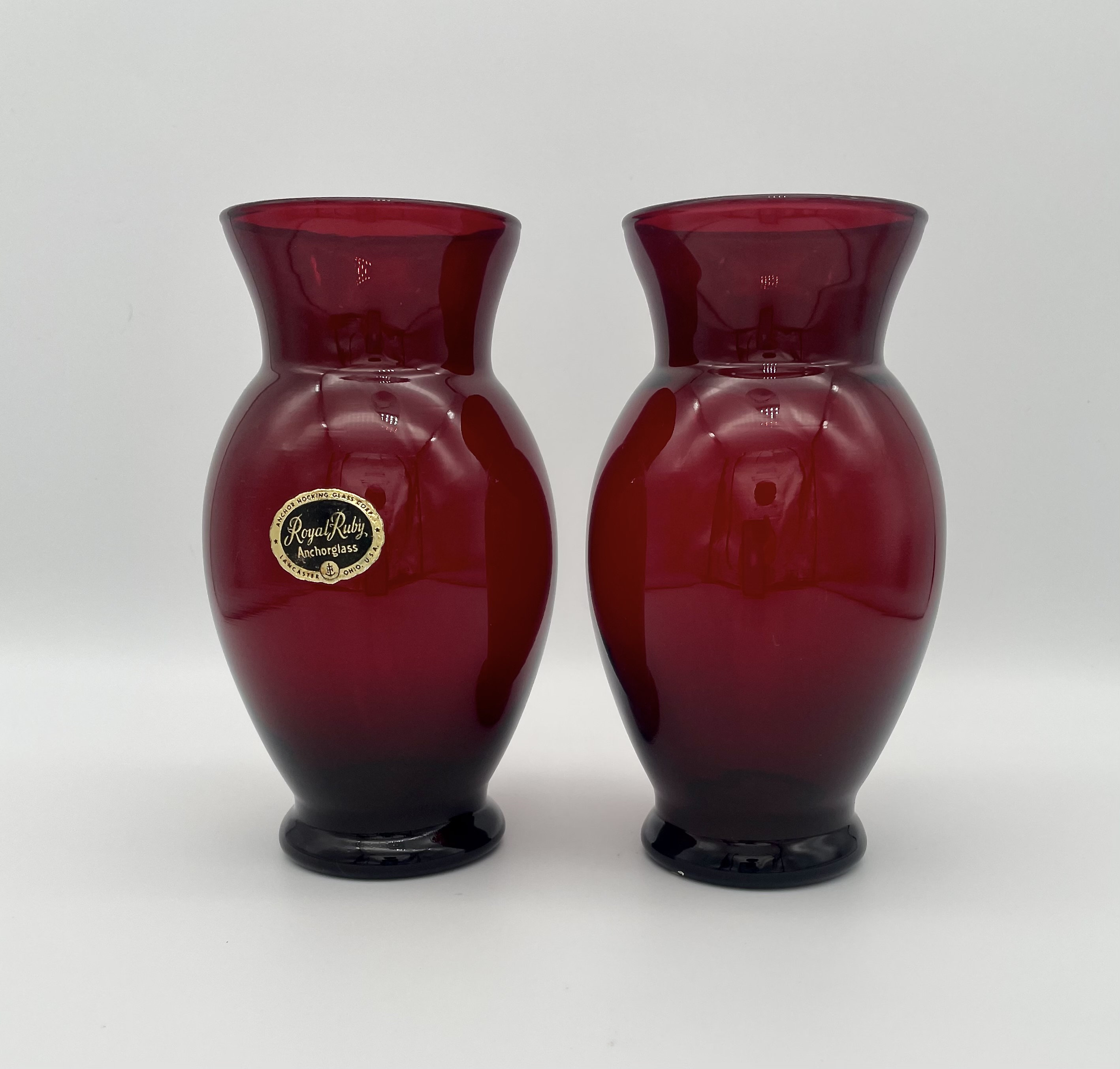 Pair of Anchor Hocking Royal Ruby Glass Coolidge Vases | Etsy