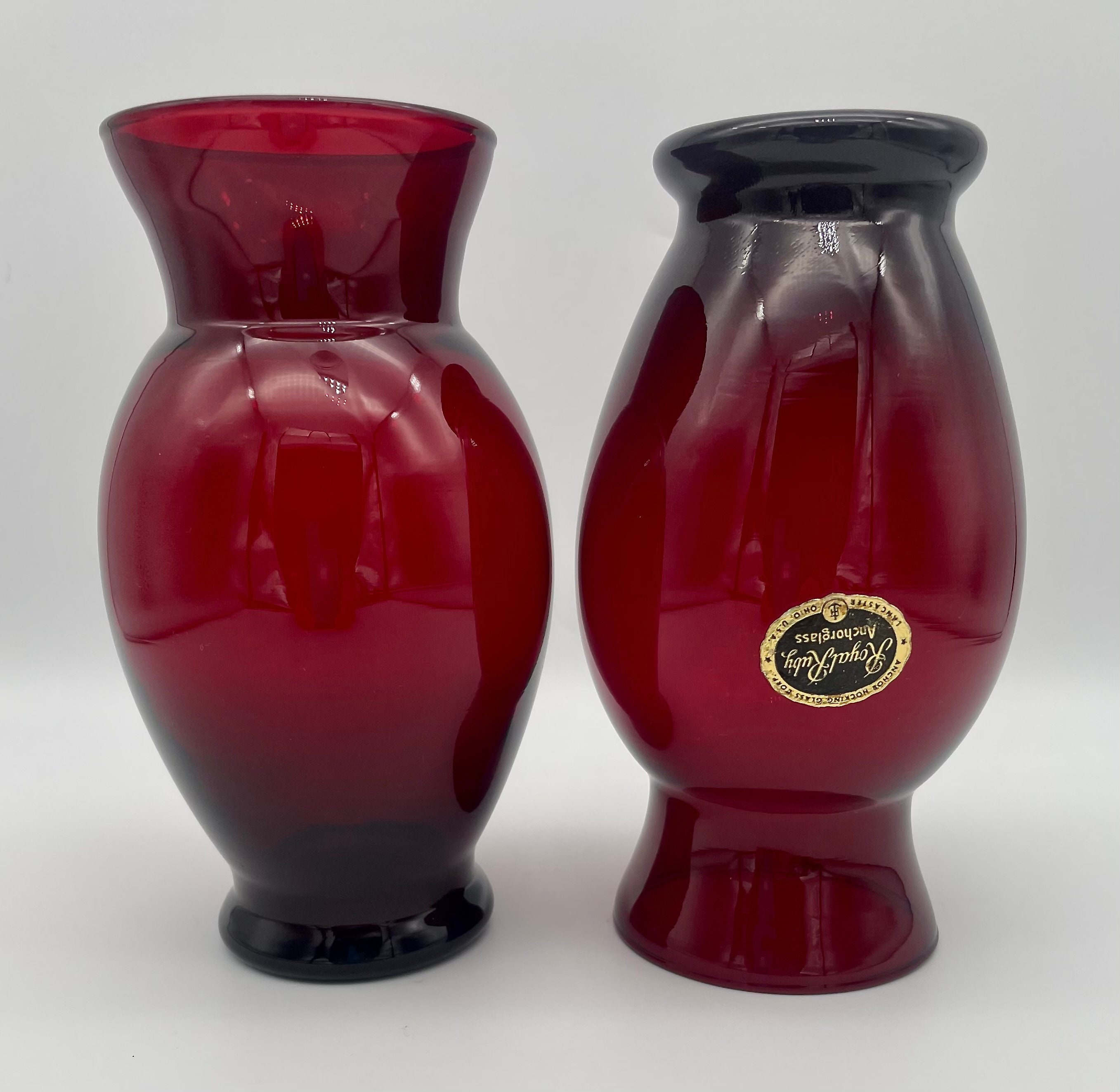 Pair of Anchor Hocking Royal Ruby Glass Coolidge Vases | Etsy