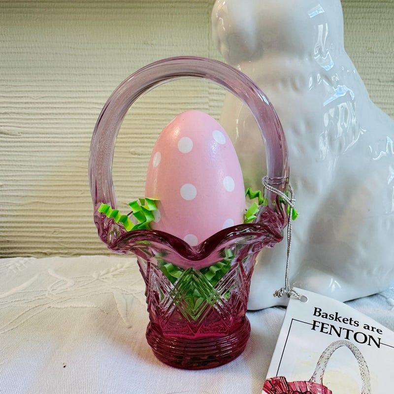 Vintage Glass Basket - Etsy