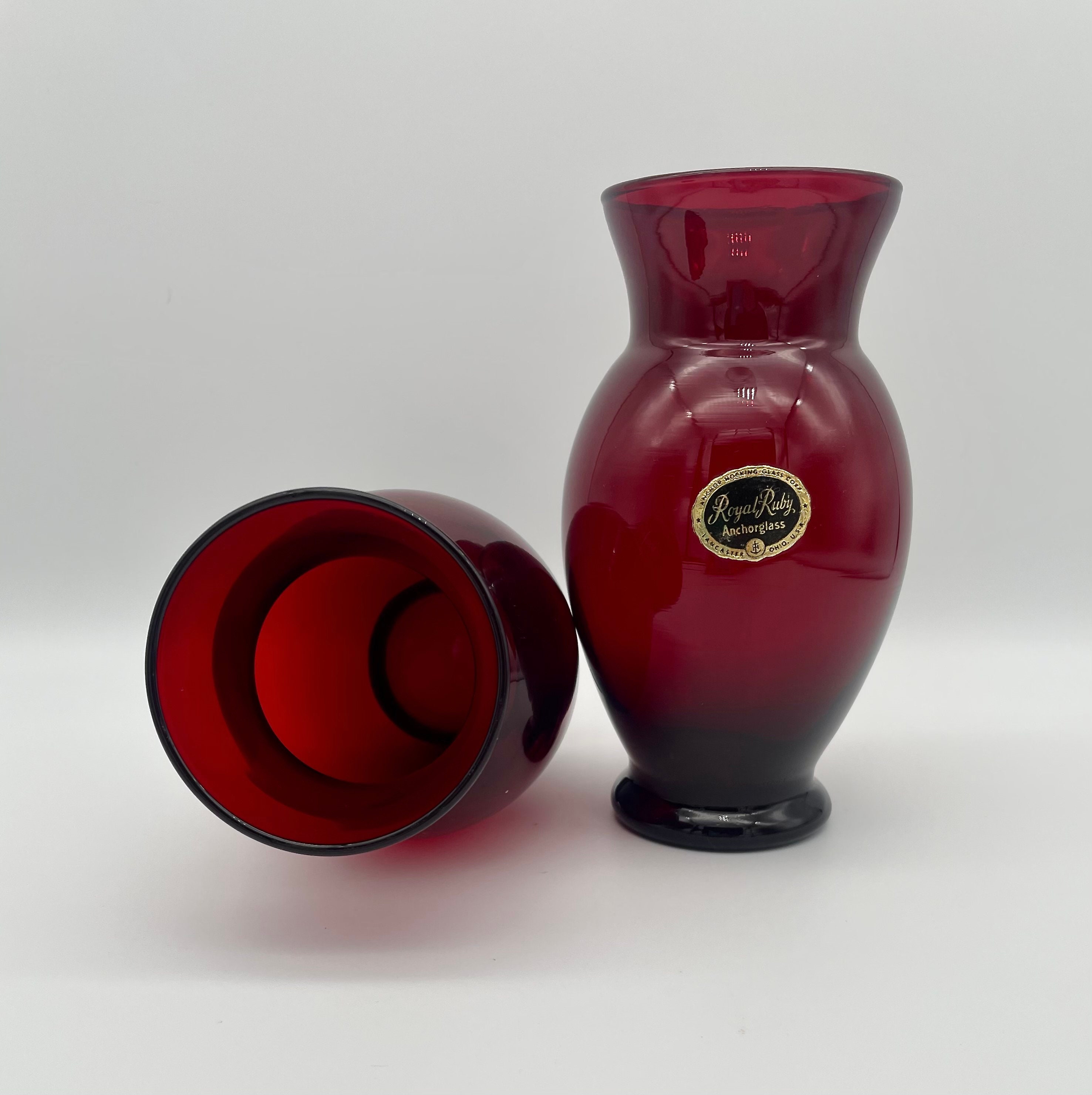 Pair of Anchor Hocking Royal Ruby Glass Coolidge Vases | Etsy