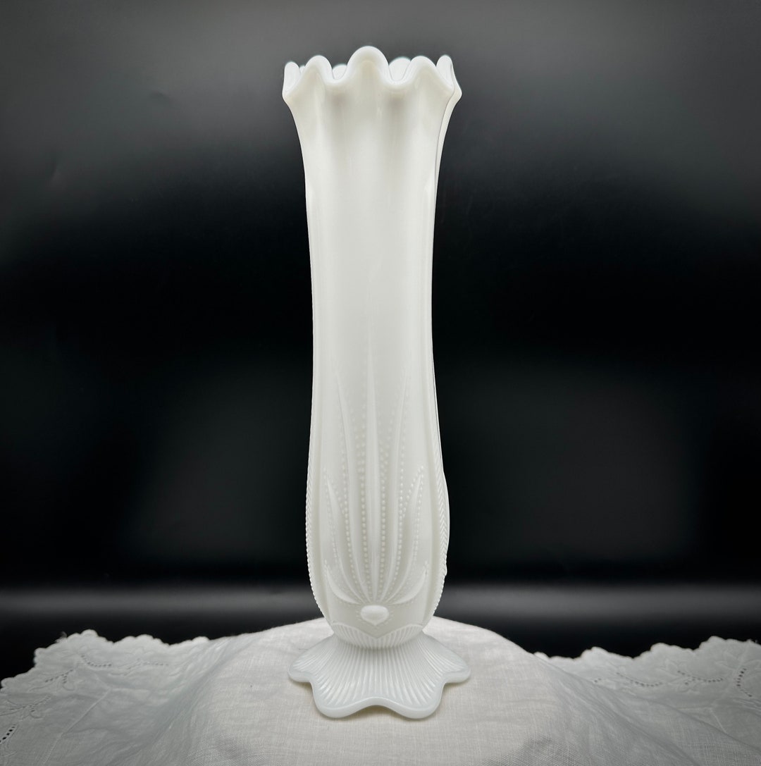 Milk Glass Swung Vase, Fenton Cactus Milk Glass Footed Swung Vase ...