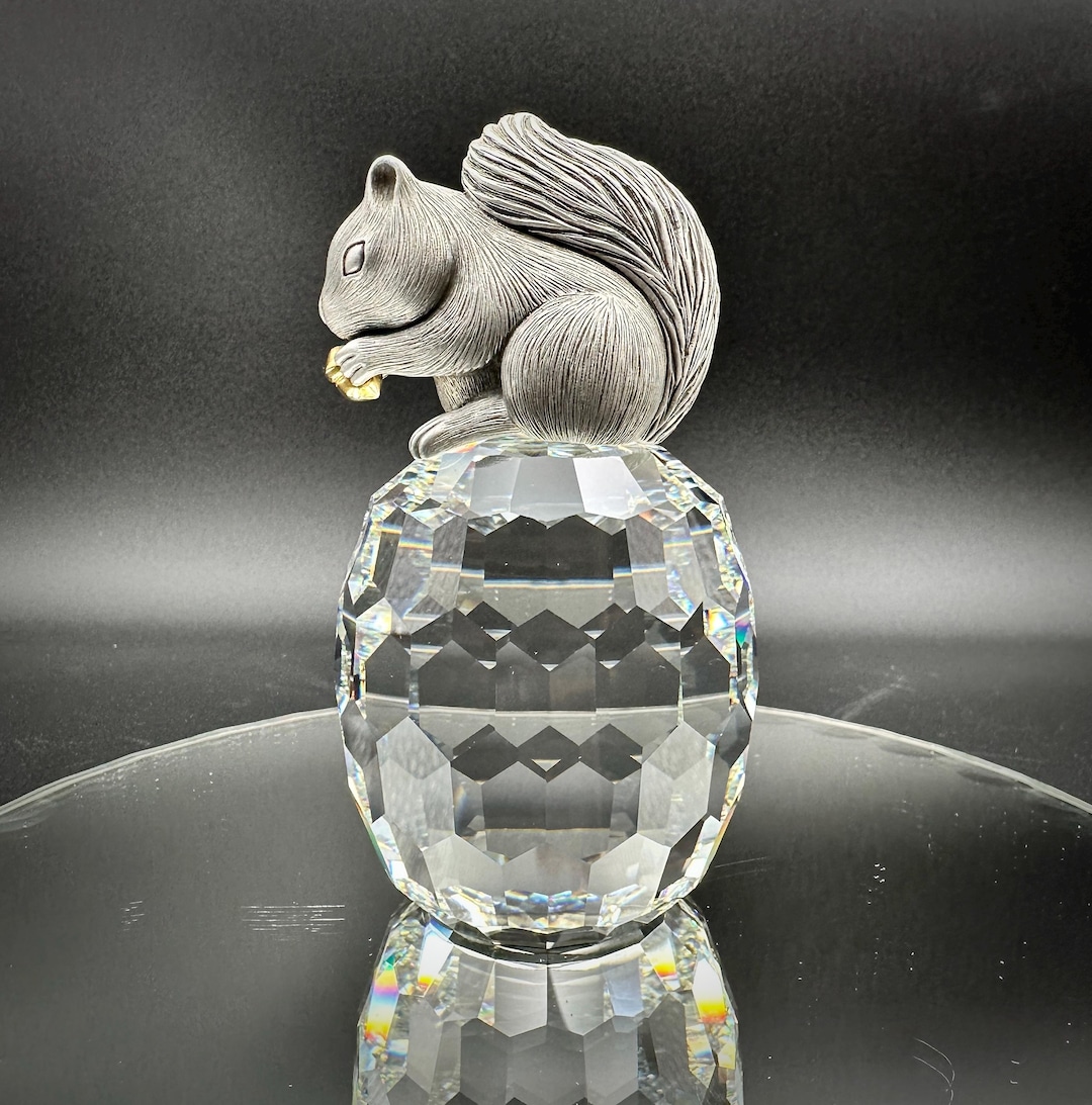 Swarovski Trimlite Giftware Pewter Squirrel on Faceted Crystal ...