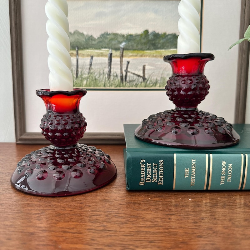 Red Hobnail Candleholder - Etsy