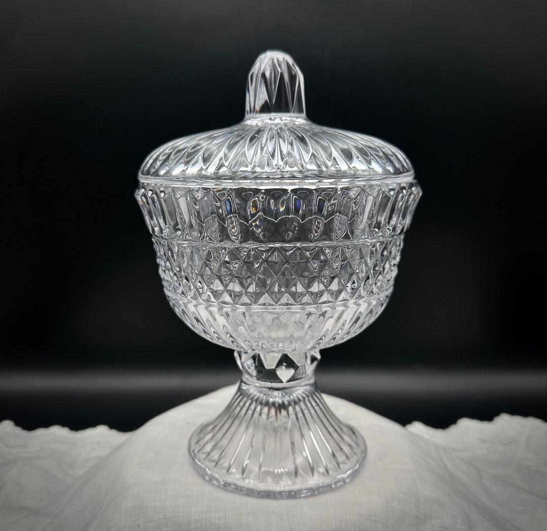 Crystal Candy Dish With Lid, Fostoria Glass Clear Crystal Pedestal ...