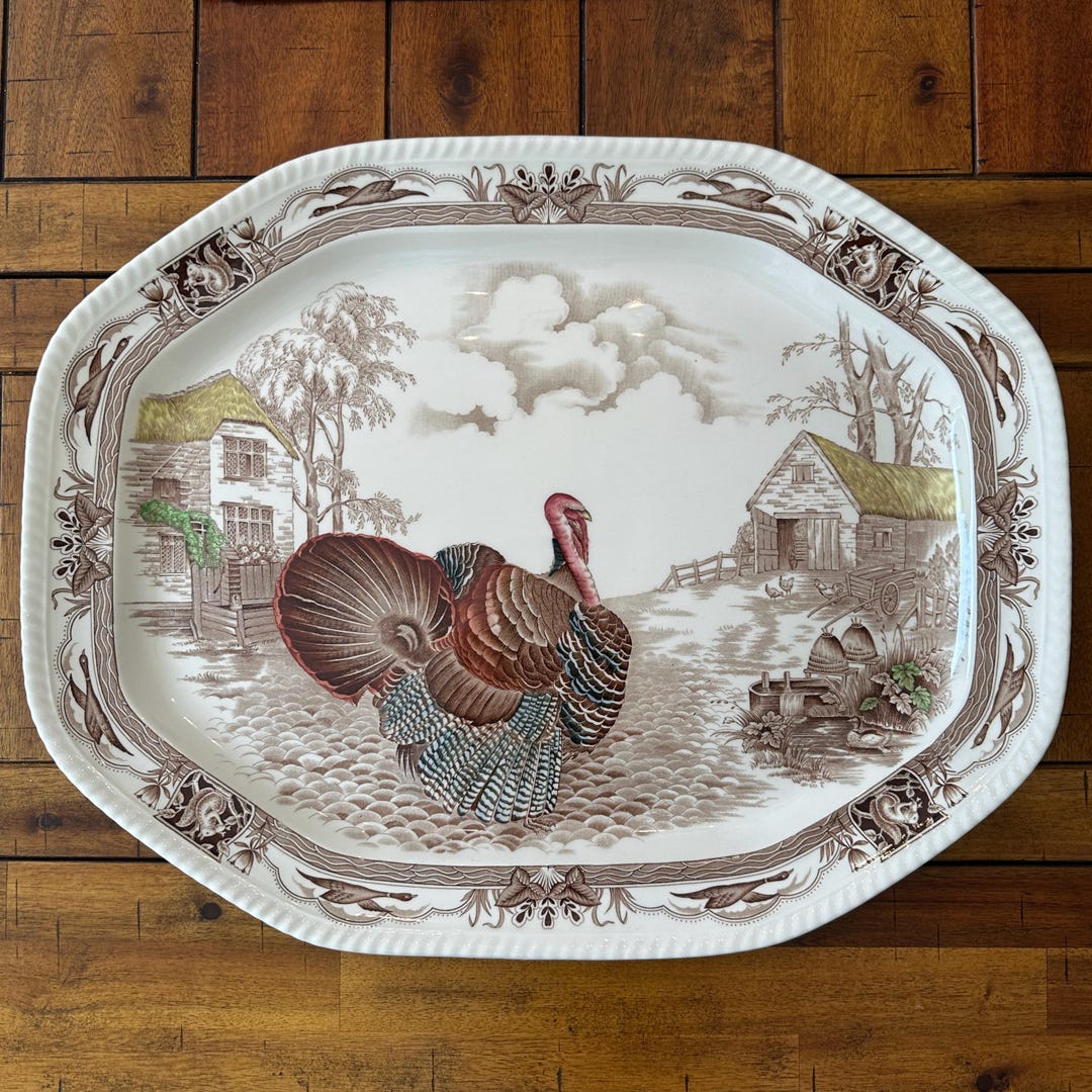 Vintage Johnson Brothers Barnyard King 20 Inch Oval Tom Turkey ...