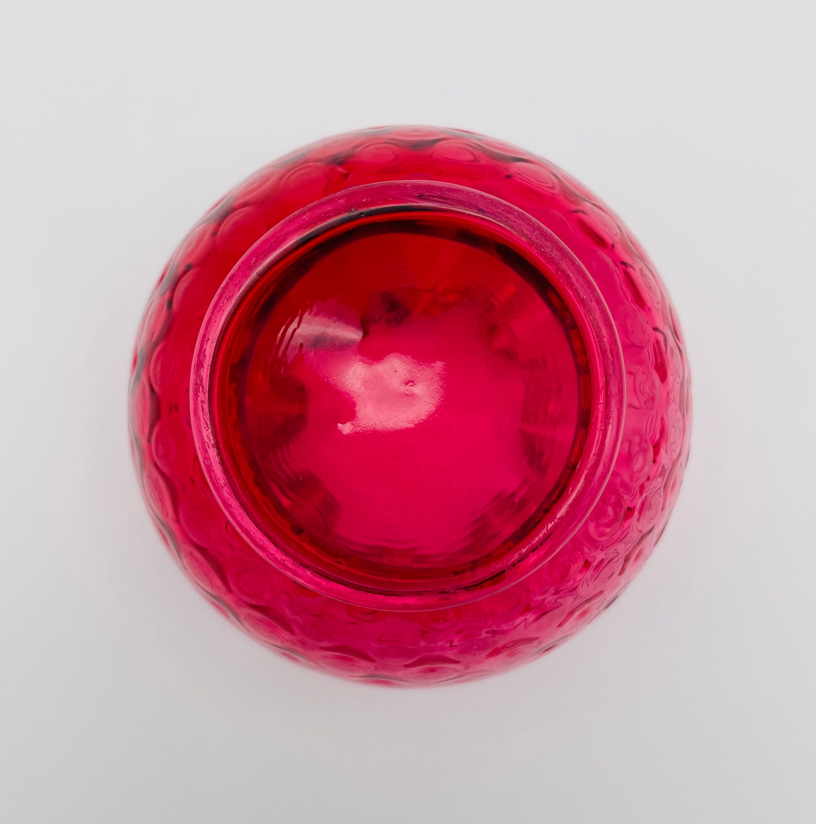 Fenton Glass Ruby Overlay Polka Dot Pattern Rose Bowl - Etsy