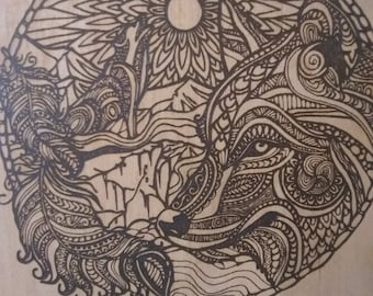 Wood Burned Howling Wolf Wall Decor - Pyrography - Etsy