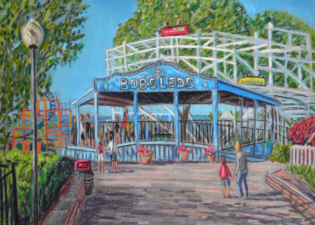 Bobsled Roller Coaster, Seabreeze, Rochester, NY - Art Print Based on ...