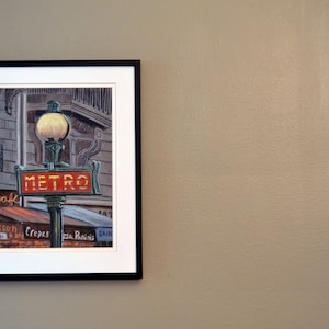 Paris Metro Sign - Original Pastel Drawing by Bix Debaise - Etsy