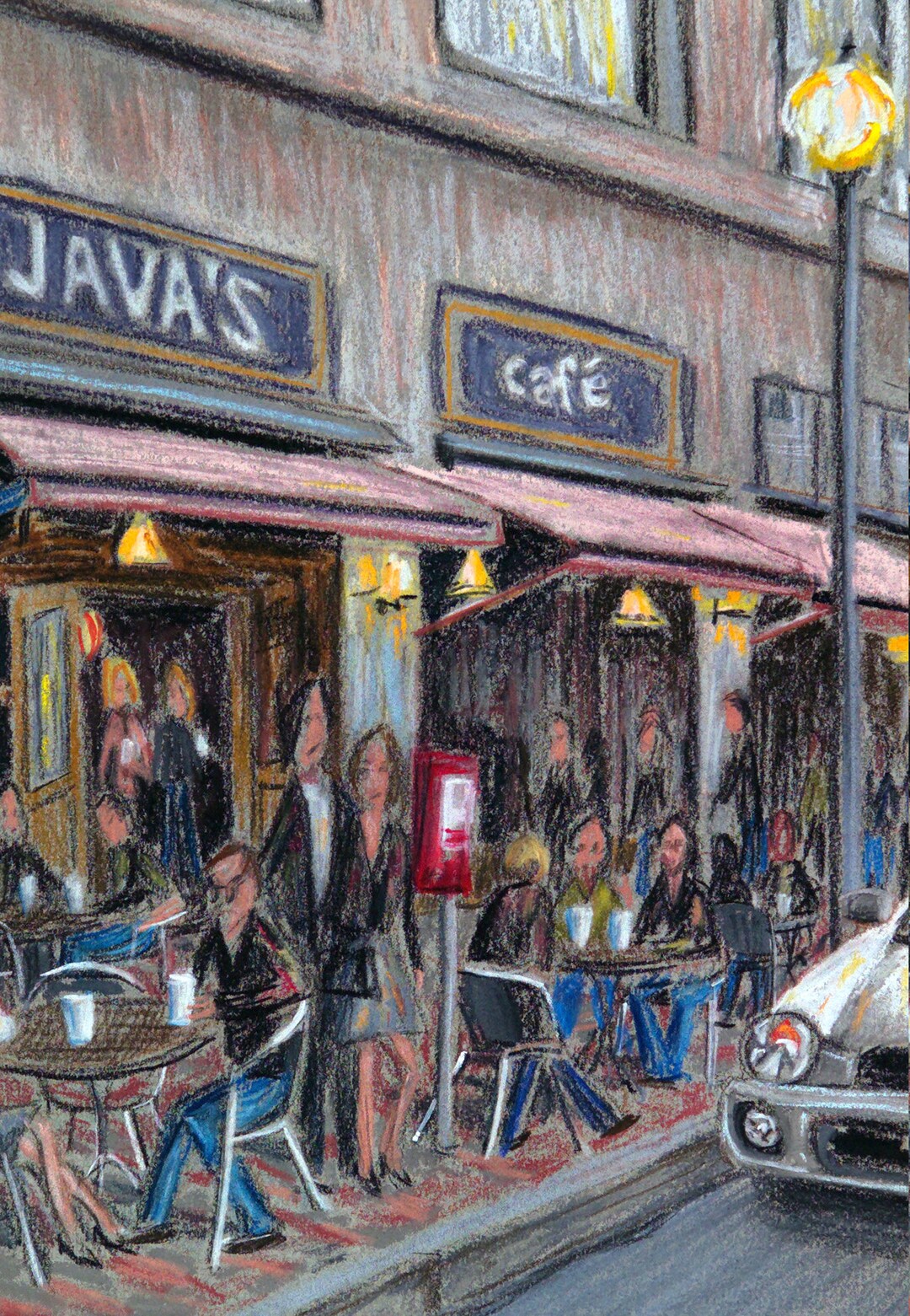 Java's Cafe - Art Print of an Original Pastel Drawing by Bix Debaise - Etsy