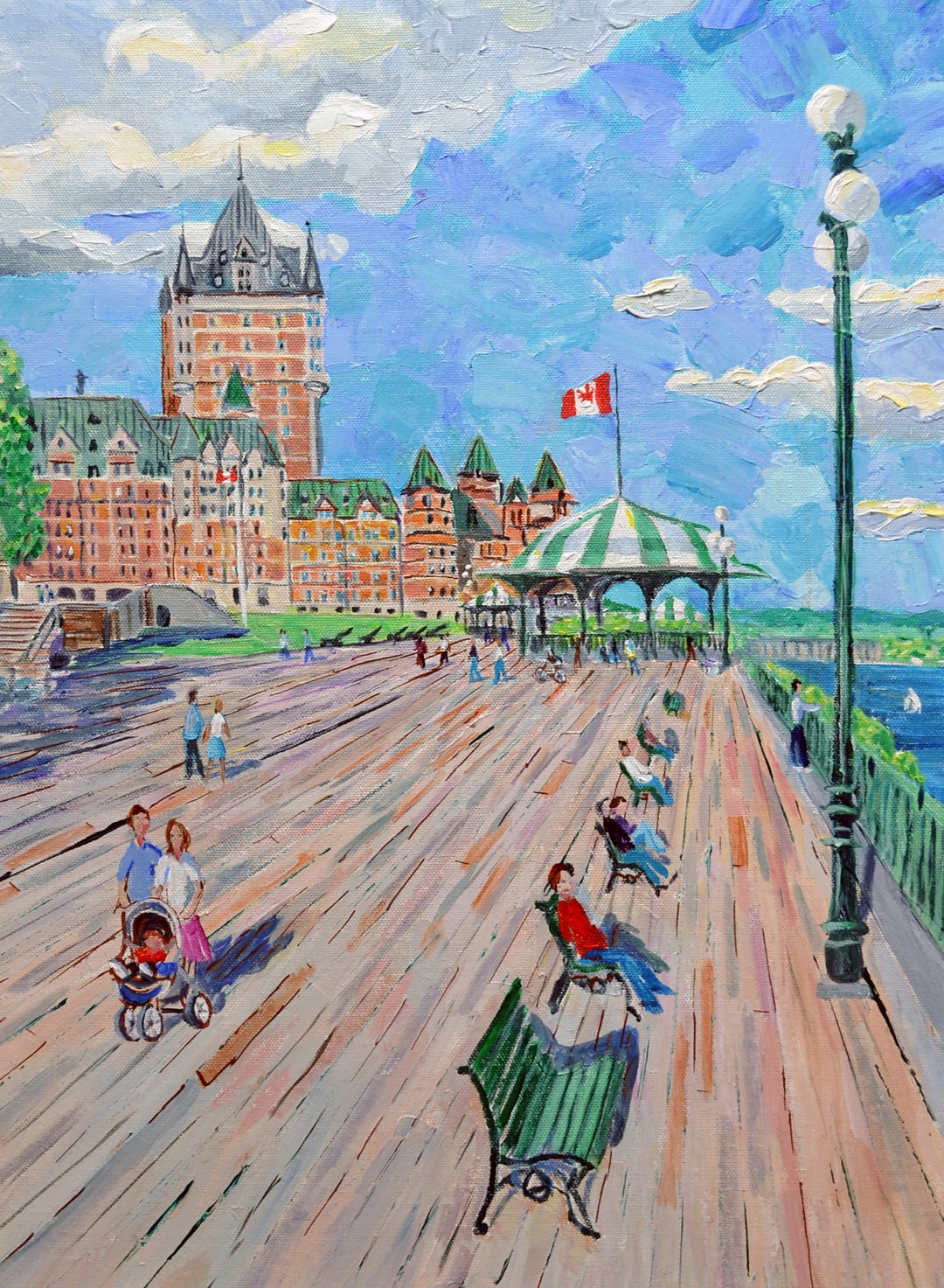 Quebec City Promenade ORIGINAL 16 X 20 Acrylic Painting by Bix Debaise ...