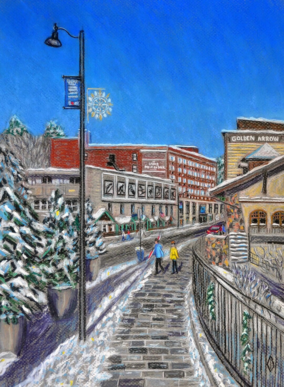 Lake Placid in Winter - a Print of an Original Bix Debaise Pastel ...