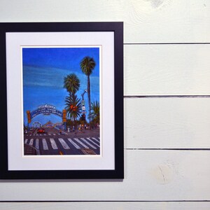 Santa Monica Pier Entrance, a Print of an Original Pastel Drawing by ...