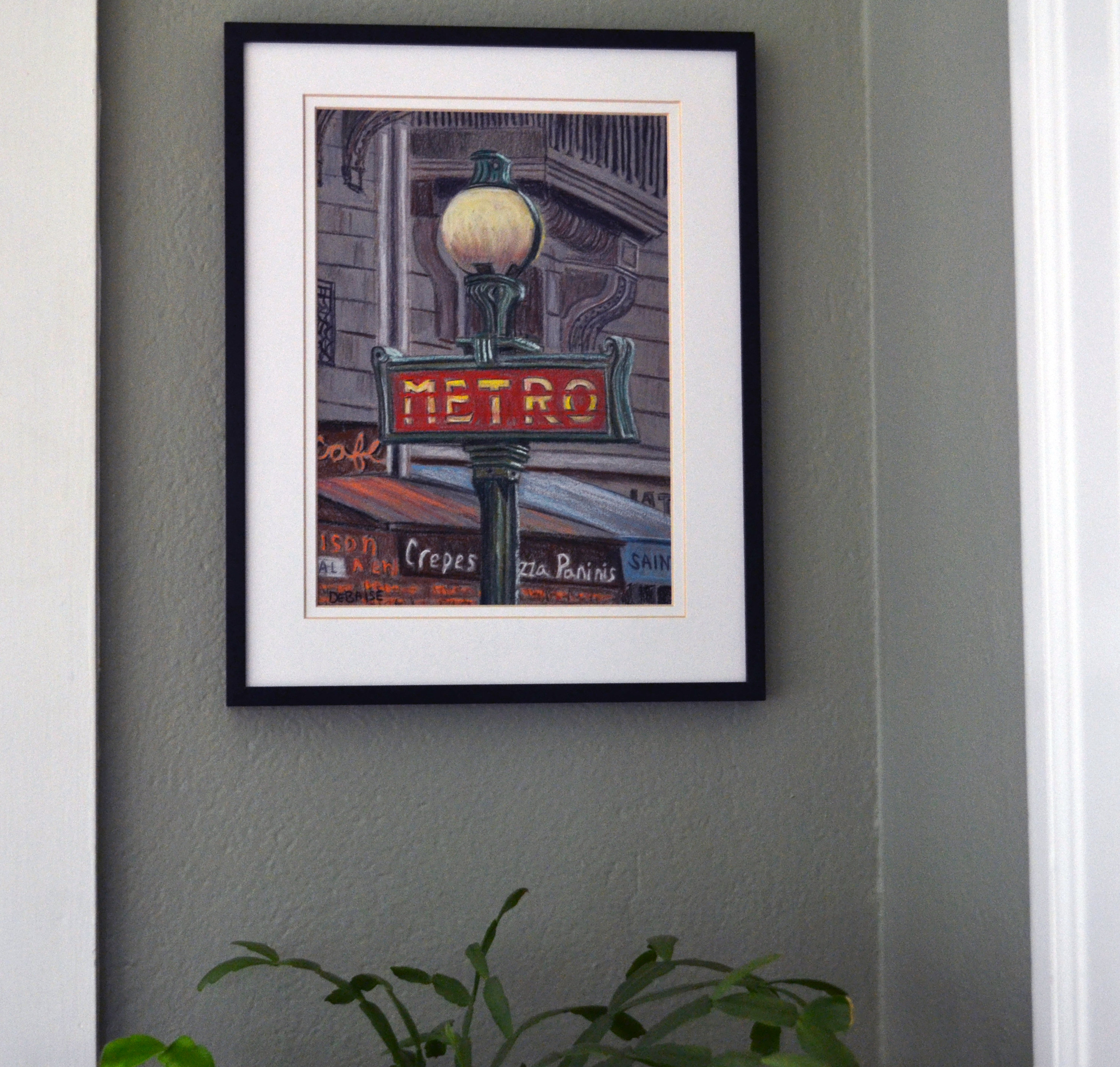 Paris Metro Sign - Original Pastel Drawing by Bix Debaise - Etsy