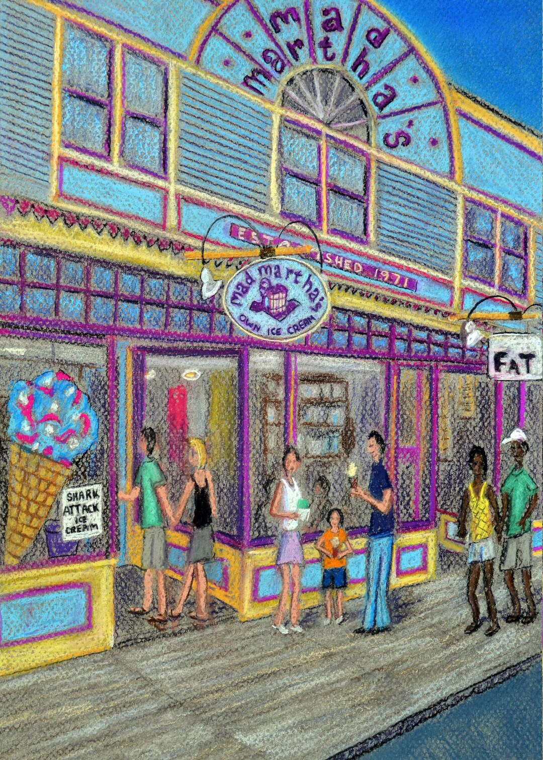 Mad Martha's Ice Cream, Martha's Vineyard - a Print of a Bix Debaise ...