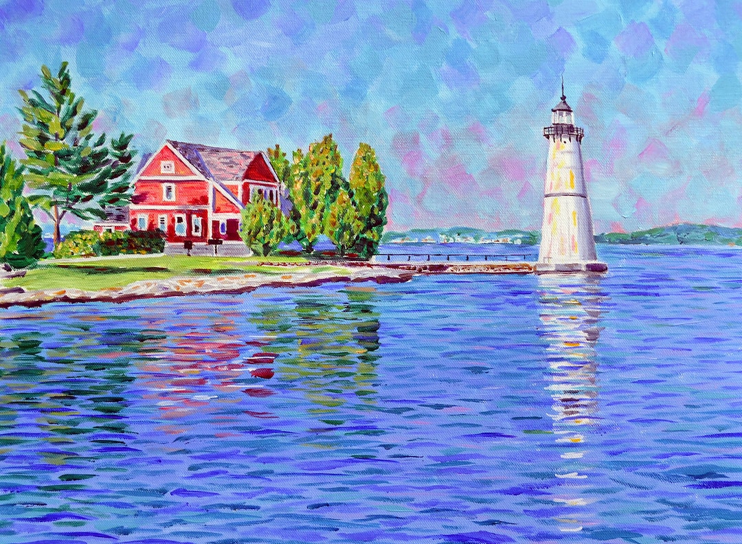 Rock Island Light 1000 Islands ORIGINAL Acrylic Painting by Bix Debaise ...