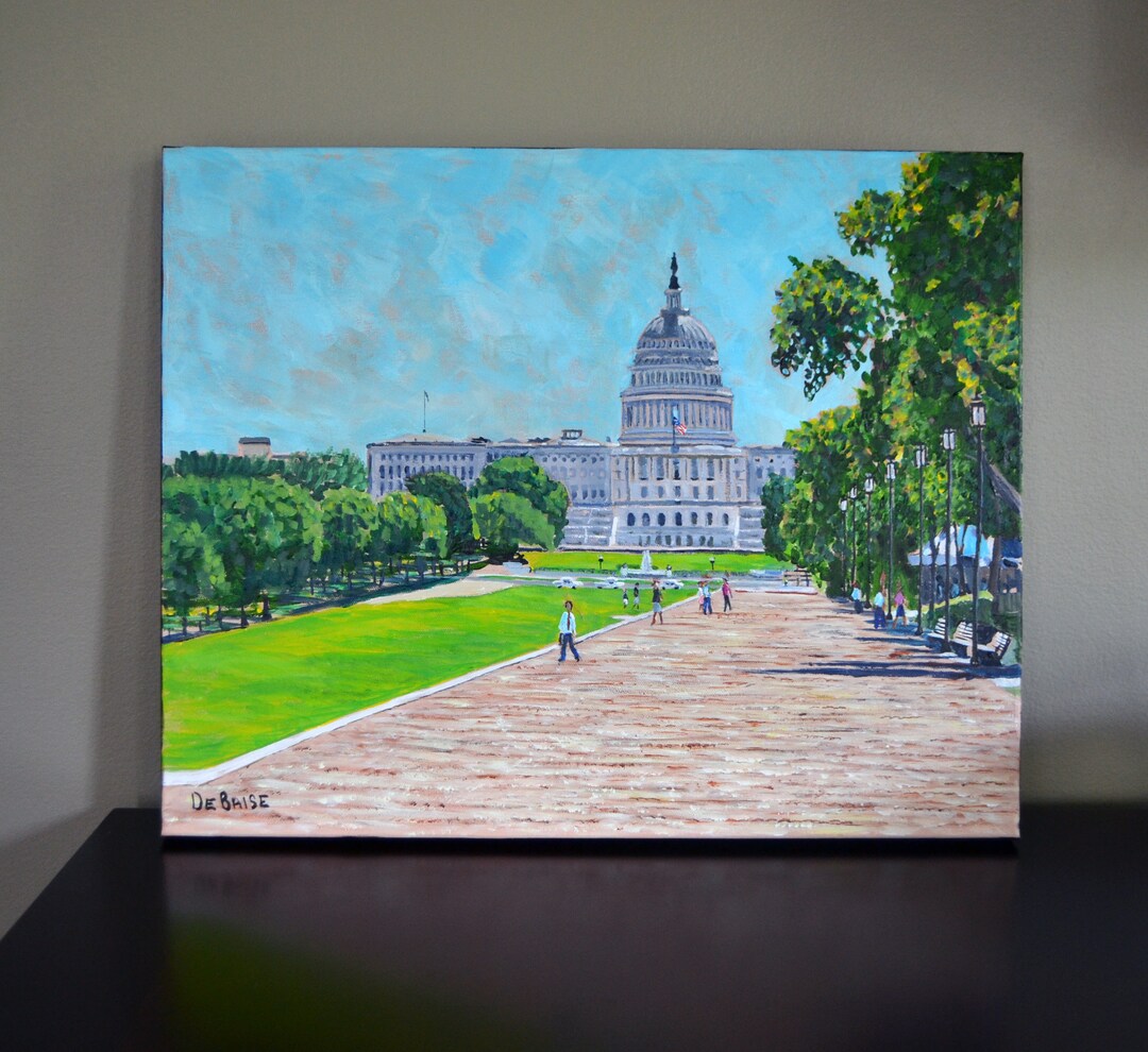 US Capitol Building Painting: Original Acrylic on Canvas (16x20) - Etsy