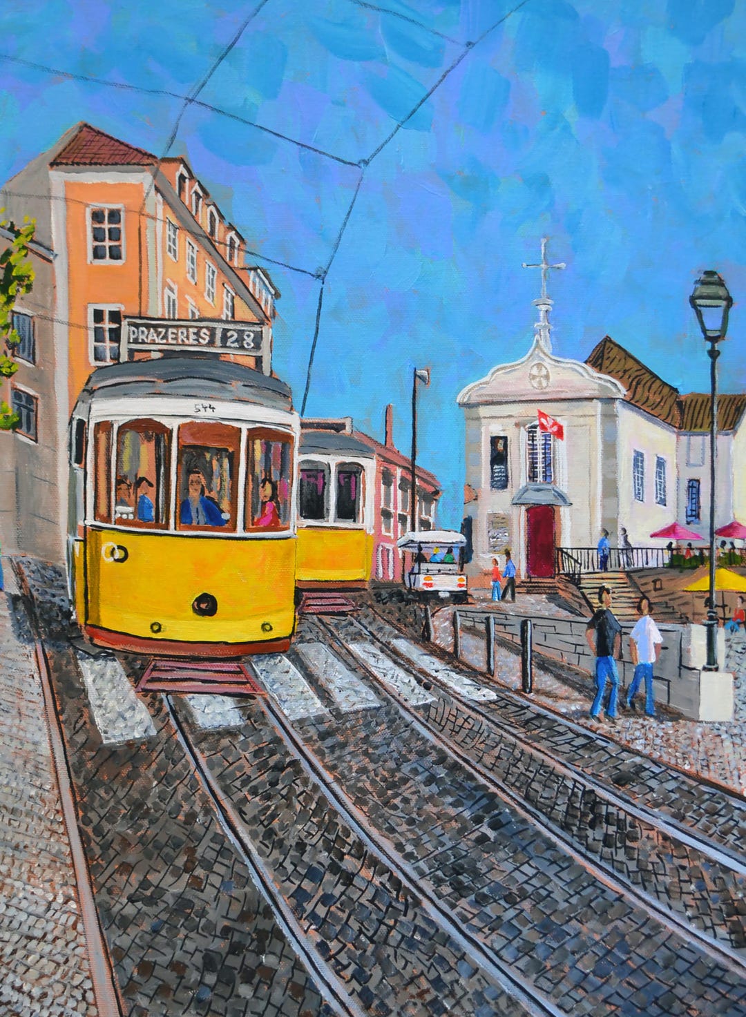 Lisbon, Portugal - Art Print of an Original Acrylic Painting by Bix ...