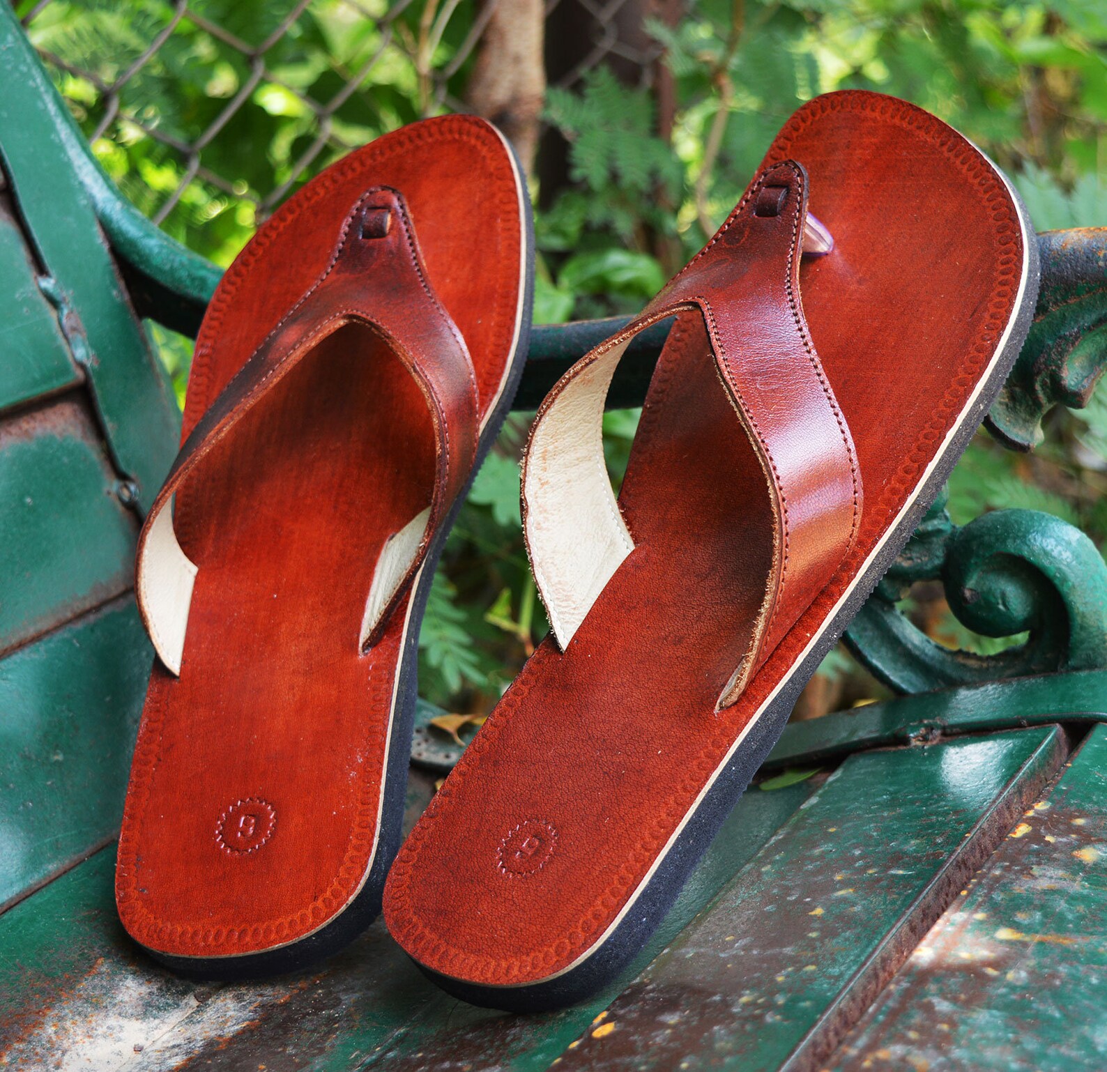 Handmade Brown Men Leather Sandals Handcrafted Gents Sandal V Etsy