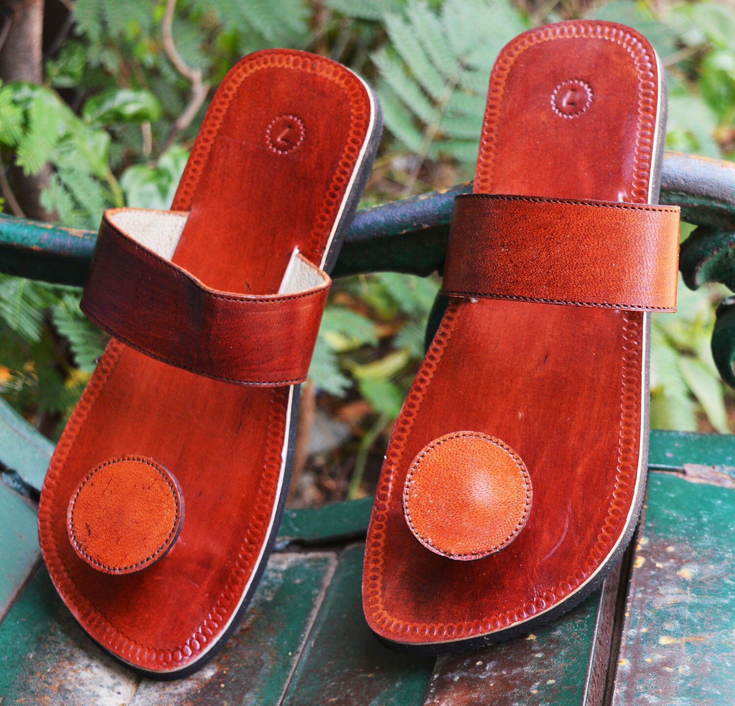 Handmade Men Leather Sandals Handcrafted Gents Slippers Round Etsy