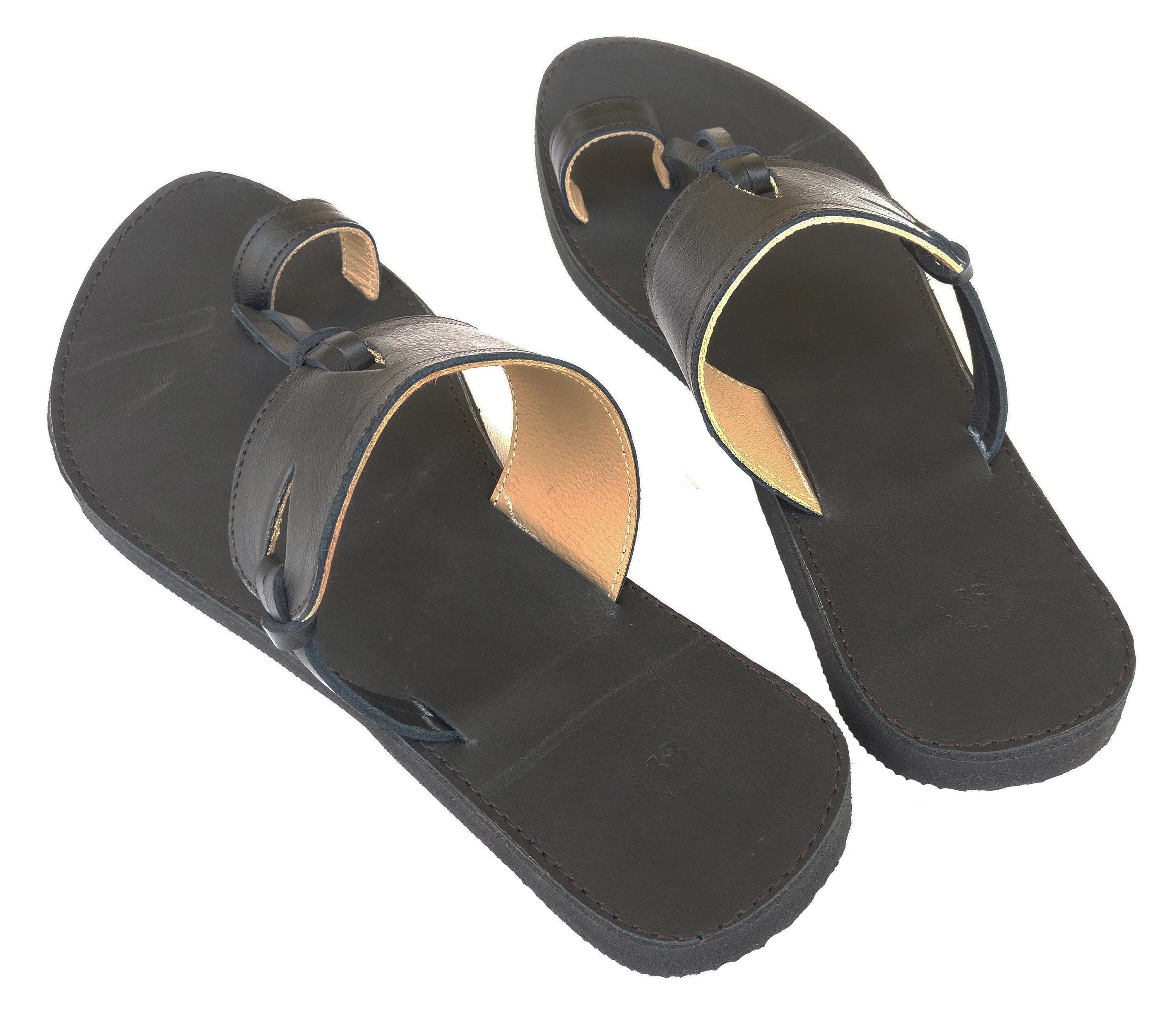 Women Biblical Leather Sandals Handmade Black Ladies Sandals Toe Strap ...