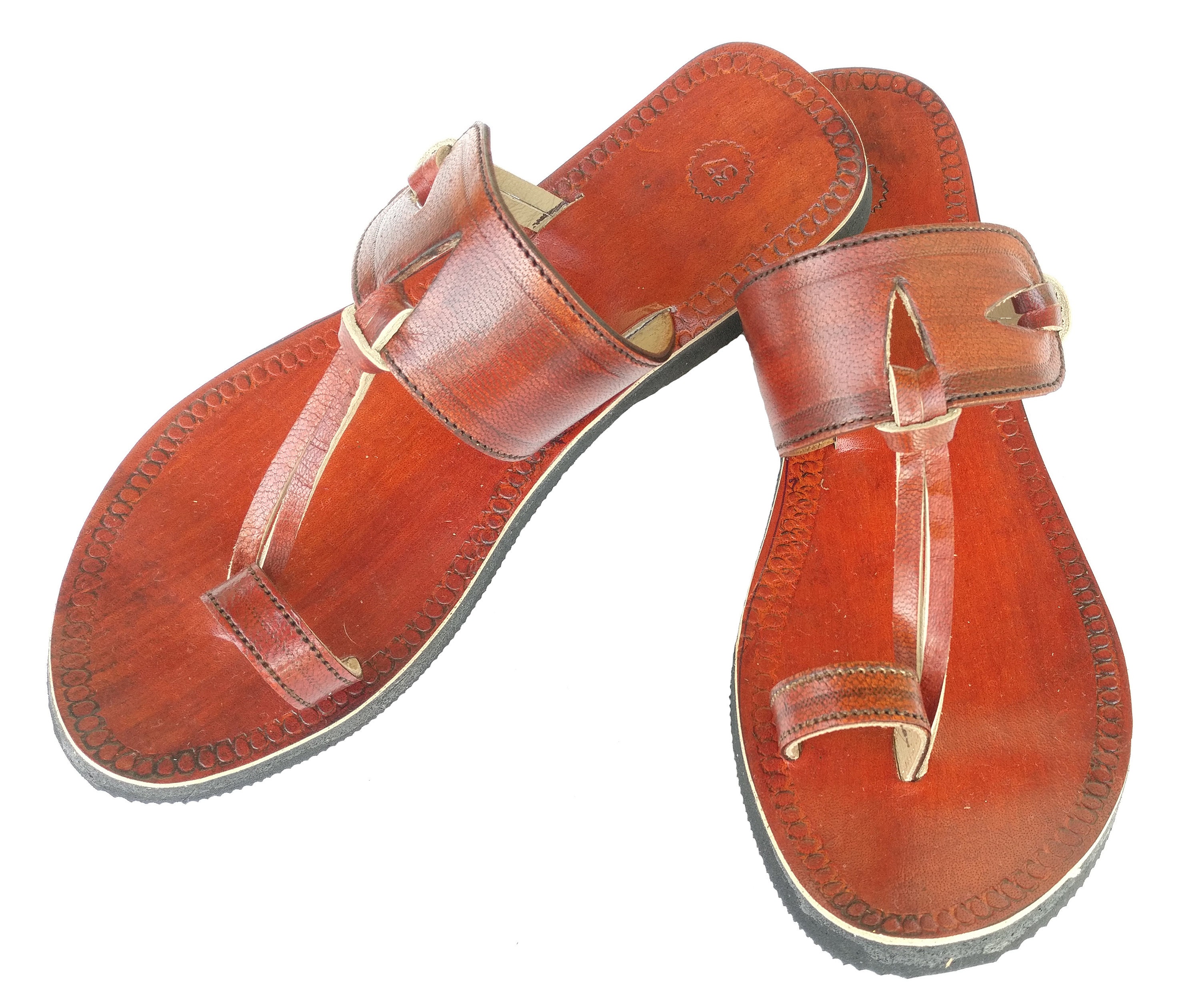 Women Biblical Leather Sandals Handmade Ladies Sandal Brown Toe Strap ...