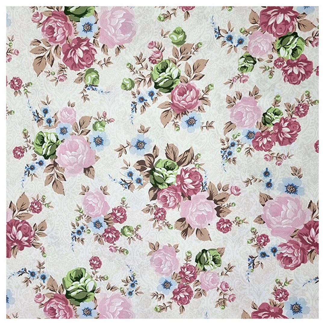 Cotton Satin Siena Roses Old Pink - Etsy