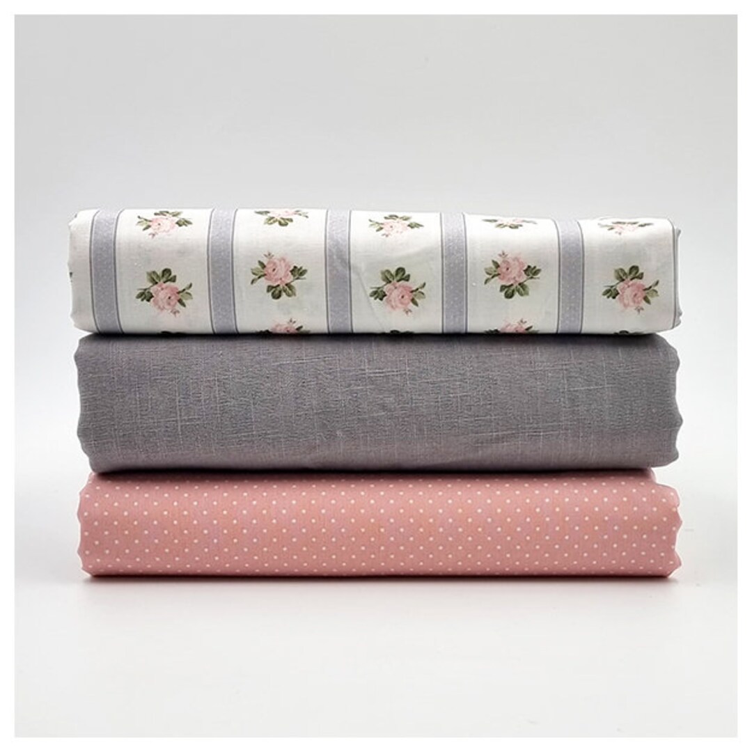 Traditional Fabric Package in Grey and Pink With Matching Apron - Etsy