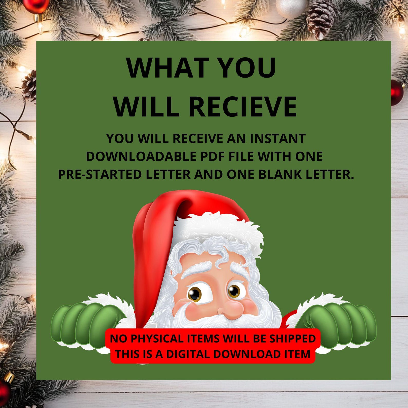 Printable Letter to Santa: Christmas Wish List (digital Download) - Etsy