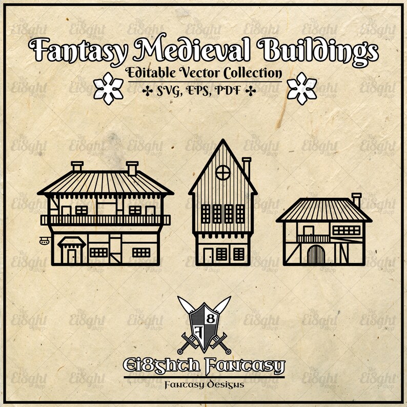 Fantasy Medieval Buildings Collection! (svg, PDF and EPS Files ...