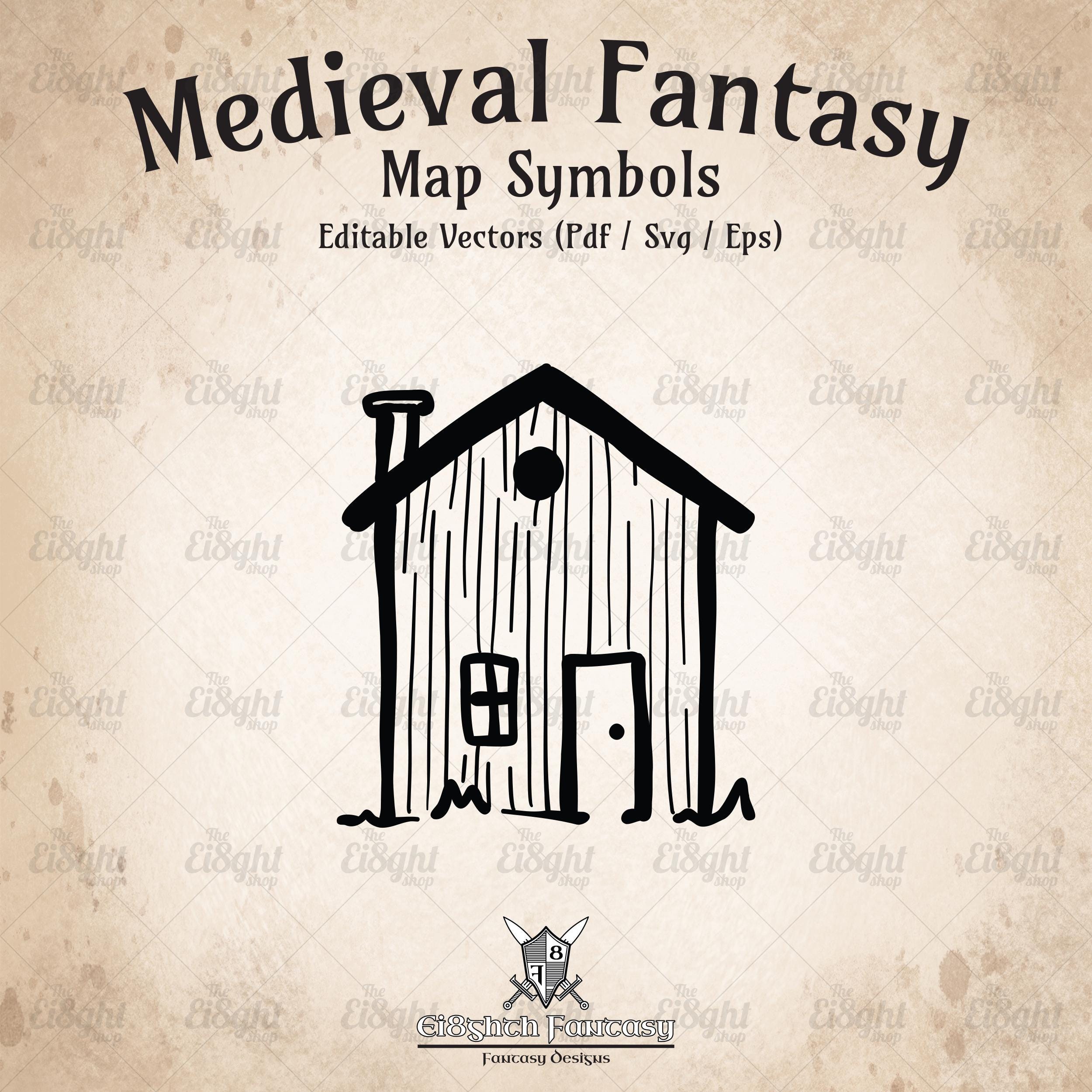 Fantasy Medieval Map Icons Collection - Editable Vector Icons - Pdf ...