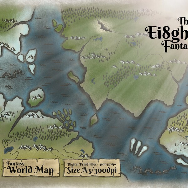 Fantasy World Map Digital Print - Etsy