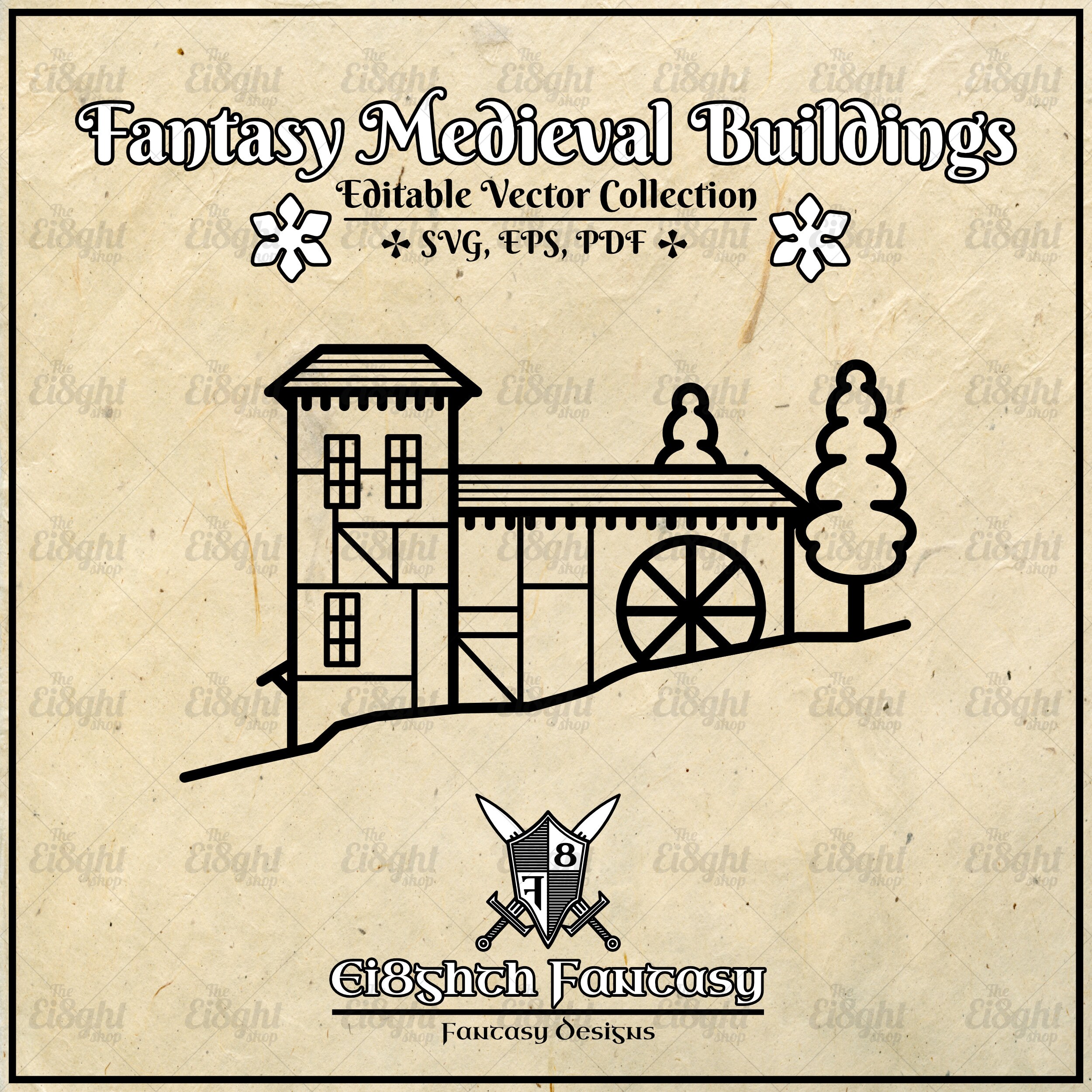 Fantasy Medieval Buildings Collection! (svg, PDF and EPS Files ...